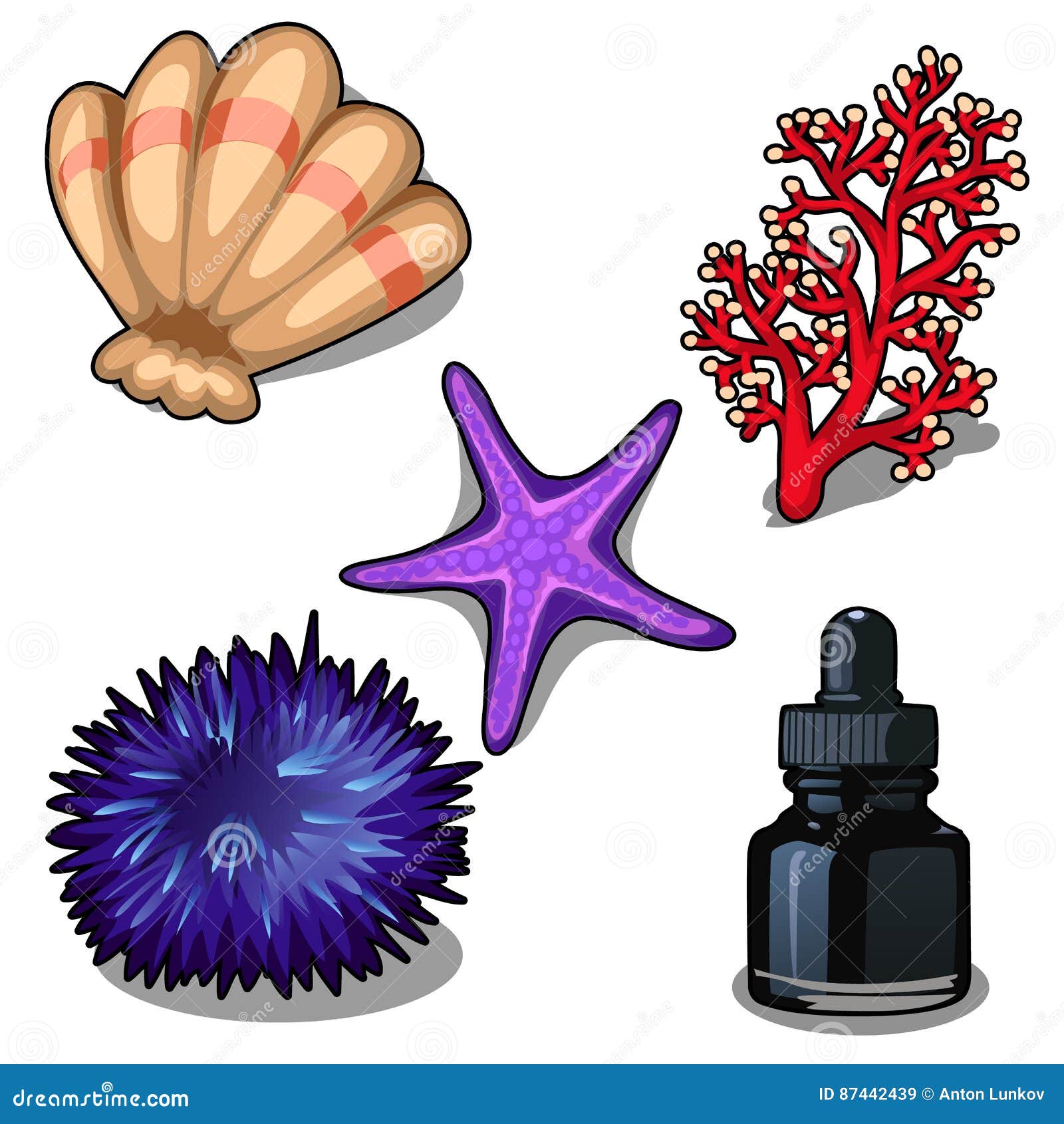Sea Creatures and Black Ink in Bottle. Vector Stock Vector ...