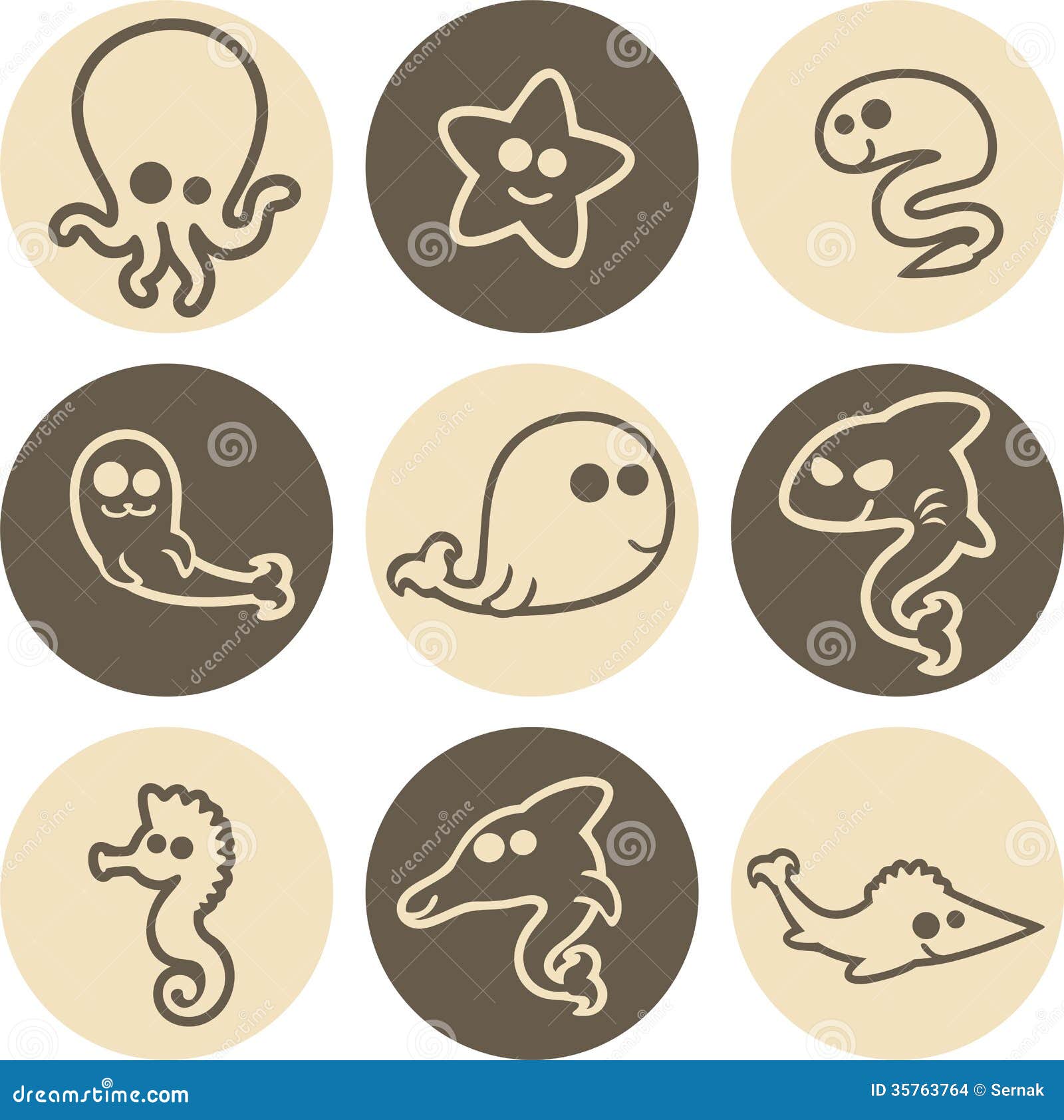 Sea creatures design stock vector. Illustration of cute - 35763764