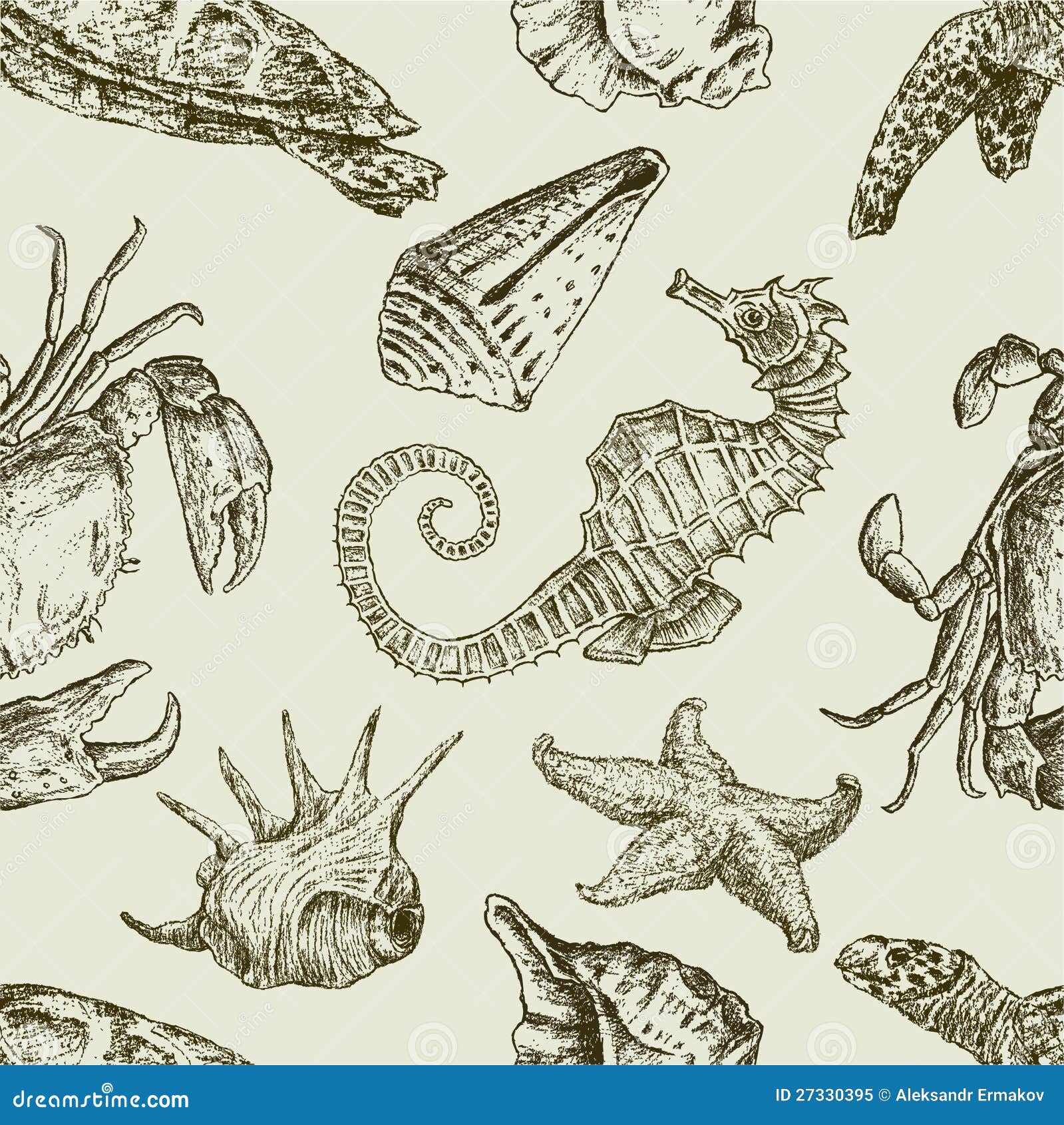 Sea creatures pattern stock vector. Illustration of drawn - 27330395