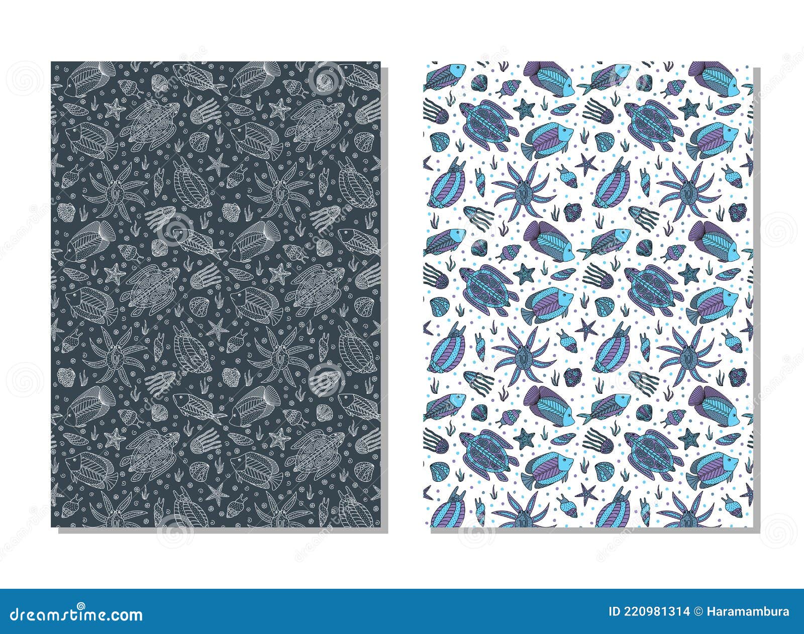 Sea creatures - pattern stock vector. Illustration of brochure - 220981314