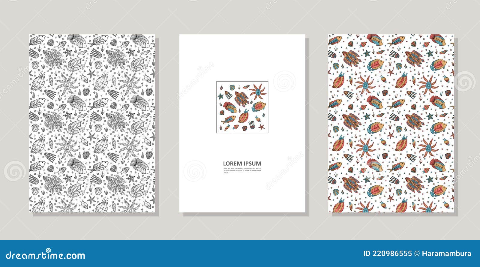 Sea creatures - pattern stock vector. Illustration of composition ...