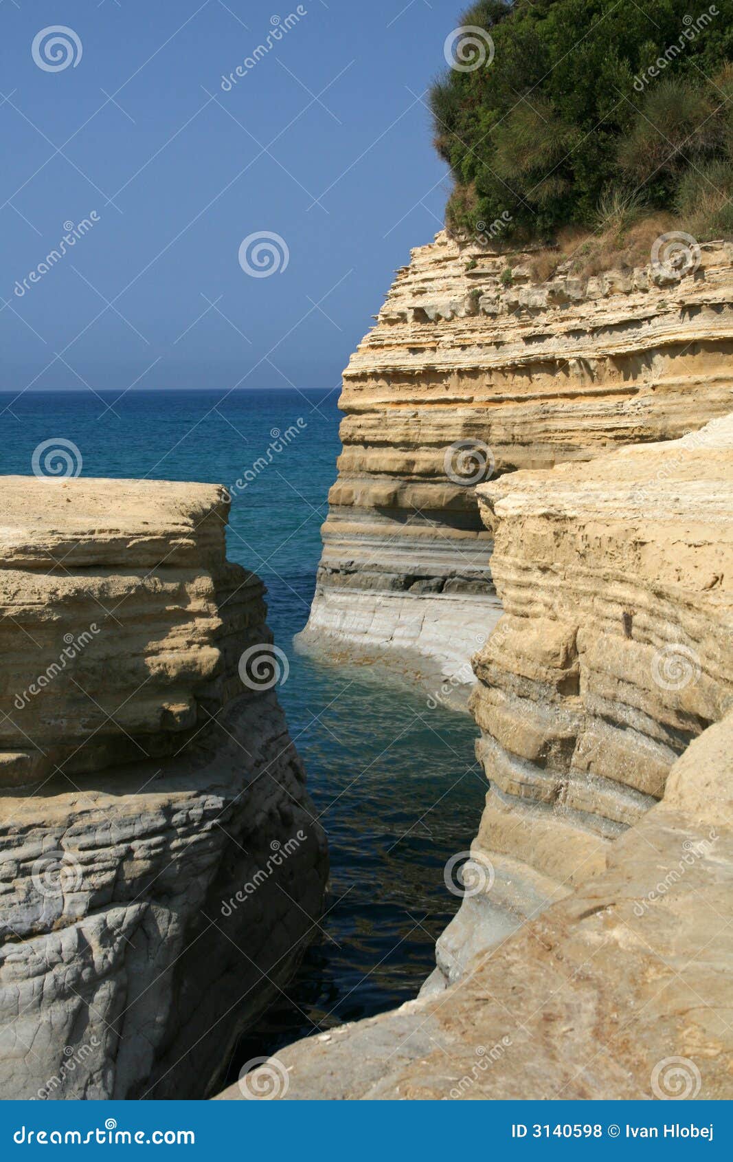 Sea Cut in Sidari , Corfu , Greece Stock Photo - Image of rocks, cliff ...
