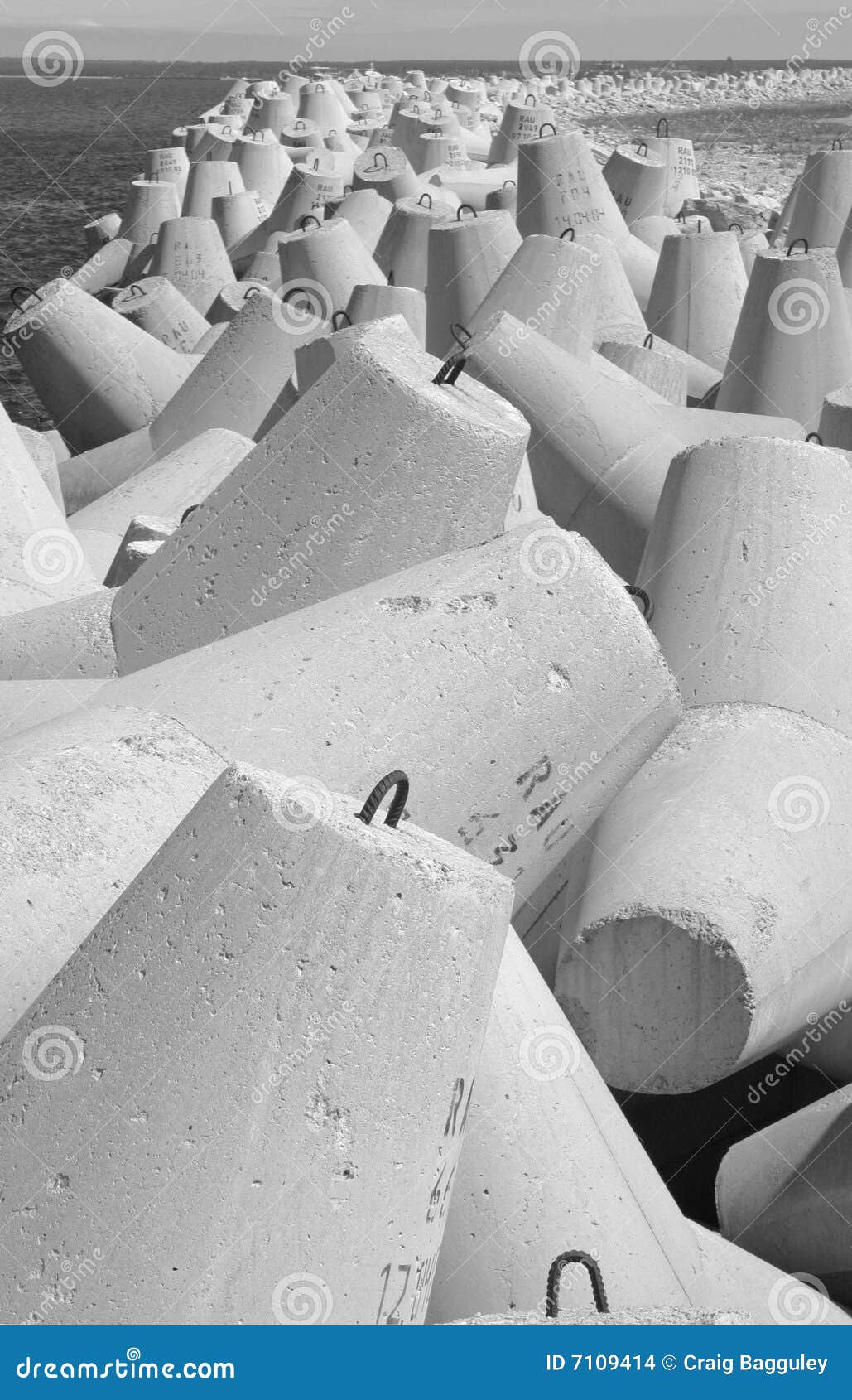 Sea defence stock photo. Image of defence, white, greyscale - 7109414