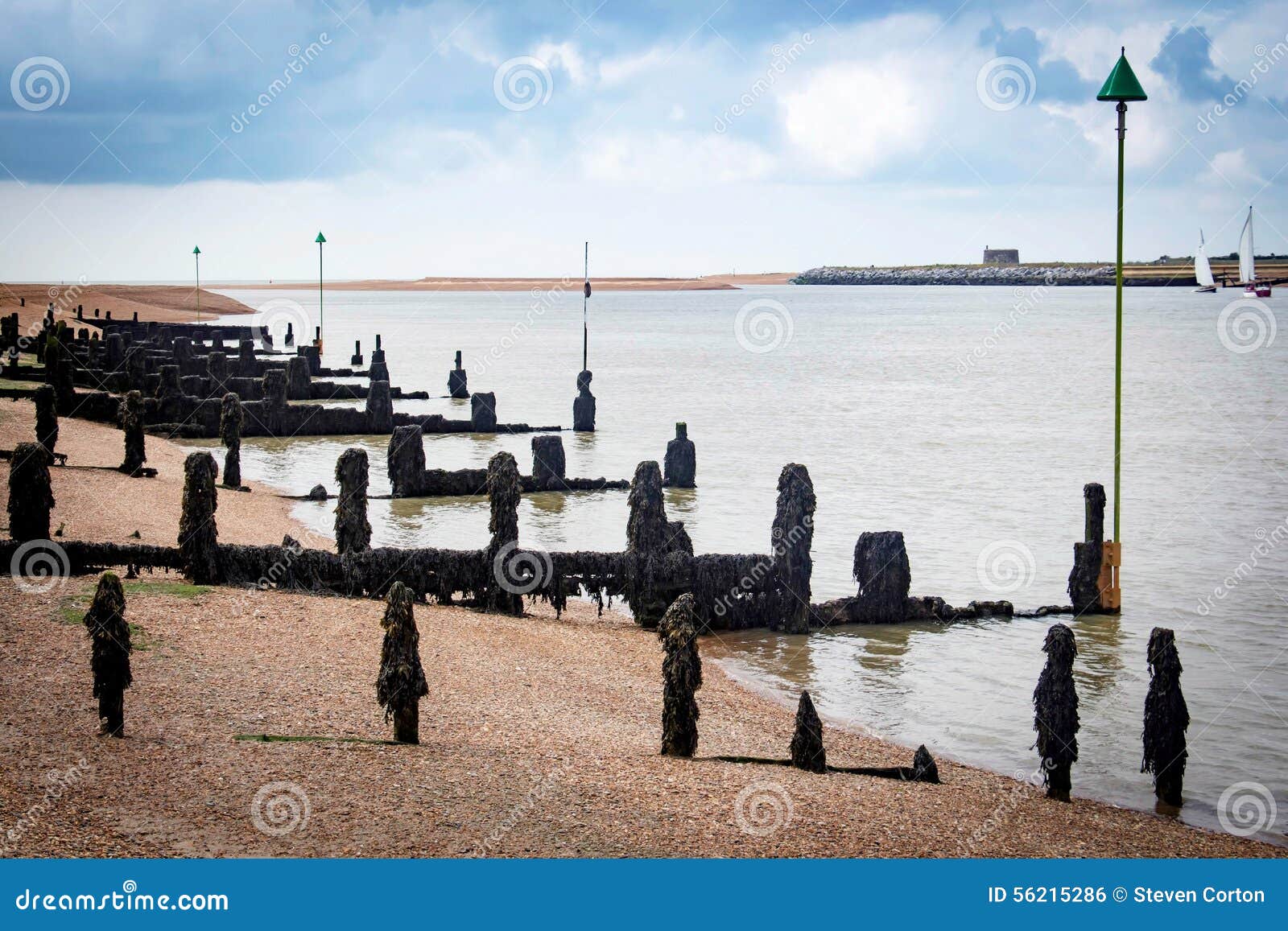 Sea Defence on the Tidal River and Groynes Stock Photo - Image of sport ...