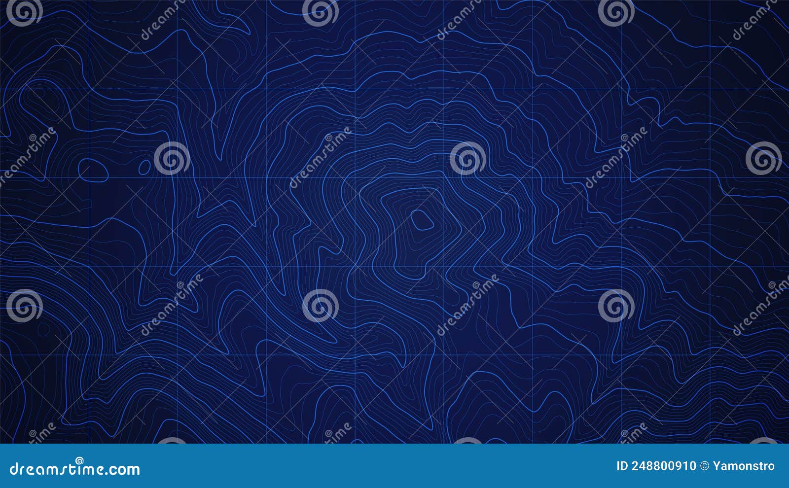 Sea Depth Vector Topographic Map Conceptual User Interface Dark Blue ...