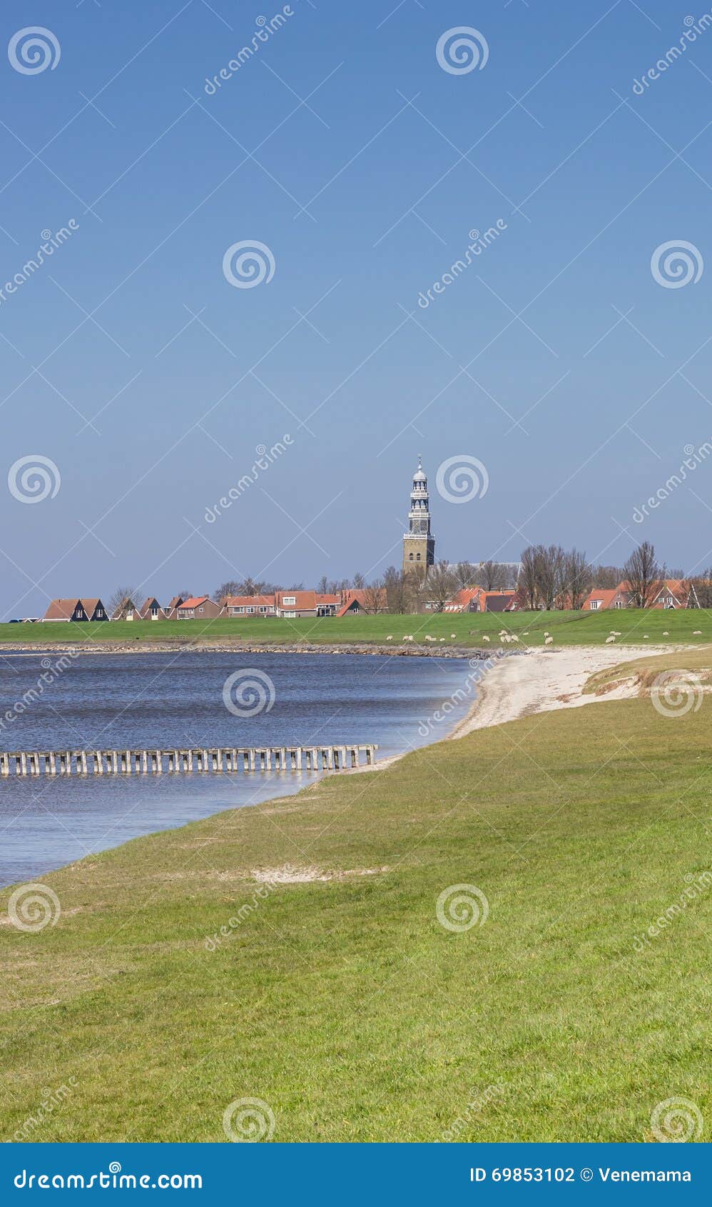 Sea and Dikes Around Hindeloopen Stock Photo - Image of frisia, sheep ...