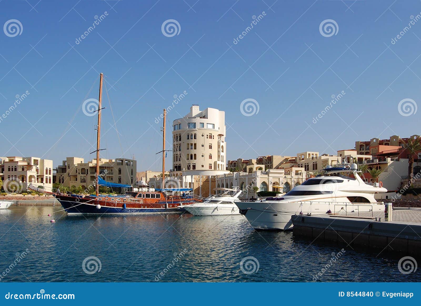 Sea Dock in Beautiful Jordanian Town. Stock Photo - Image of hotels ...