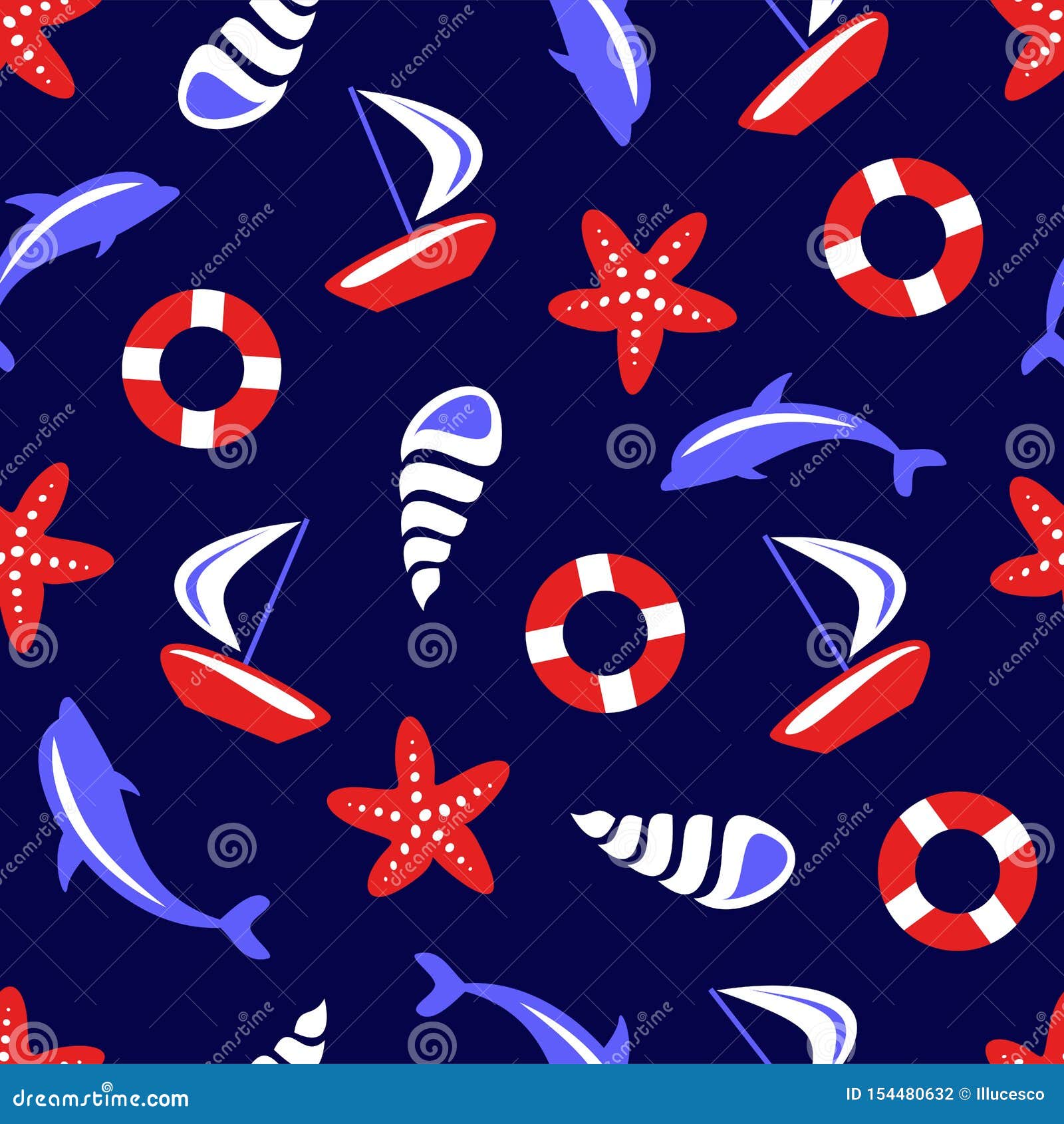 Sea Element Wallpaper. Seamless Background Stock Vector - Illustration ...