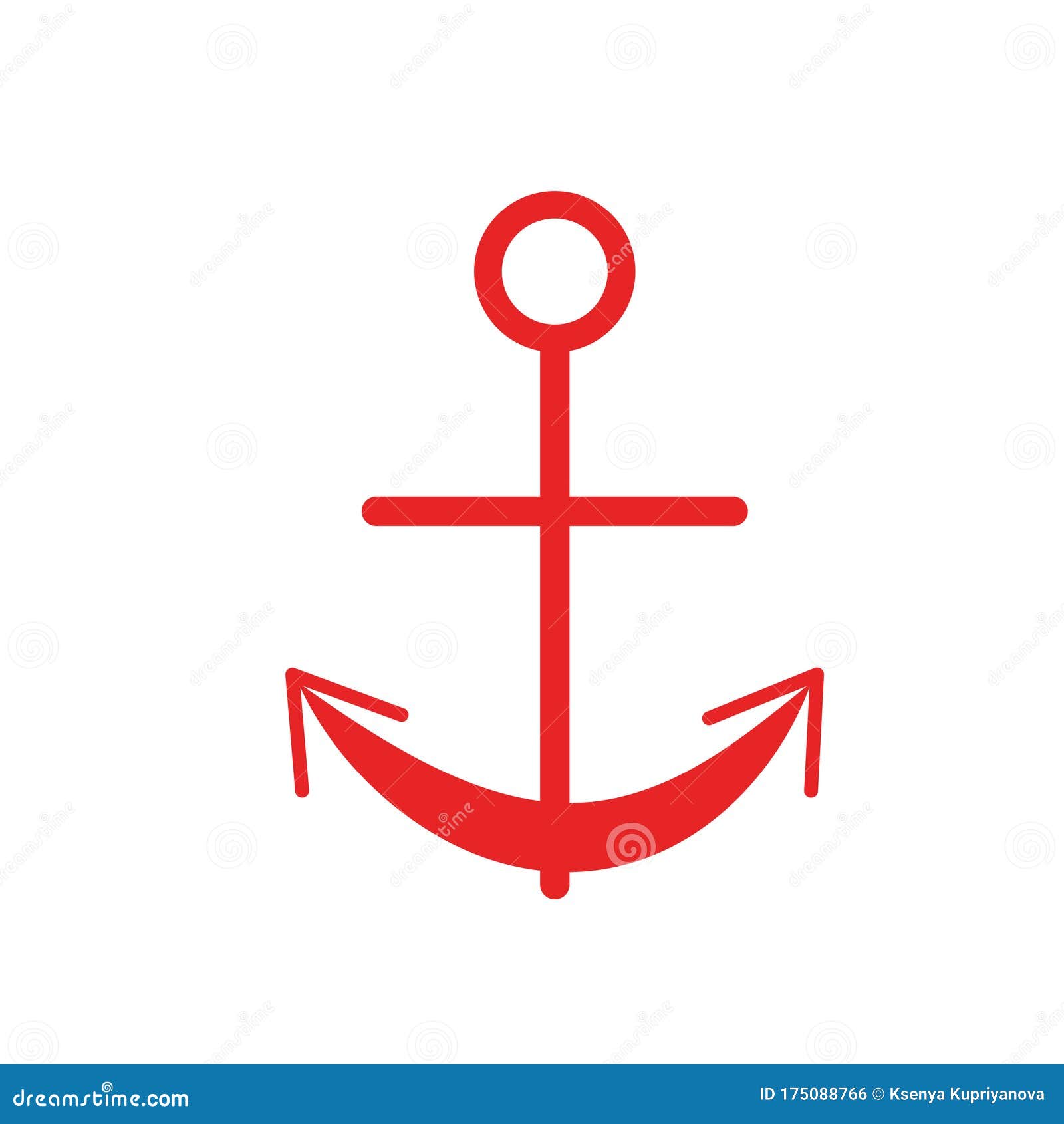 Red Anchor Isolated on White Background. Simple Flat Vector ...