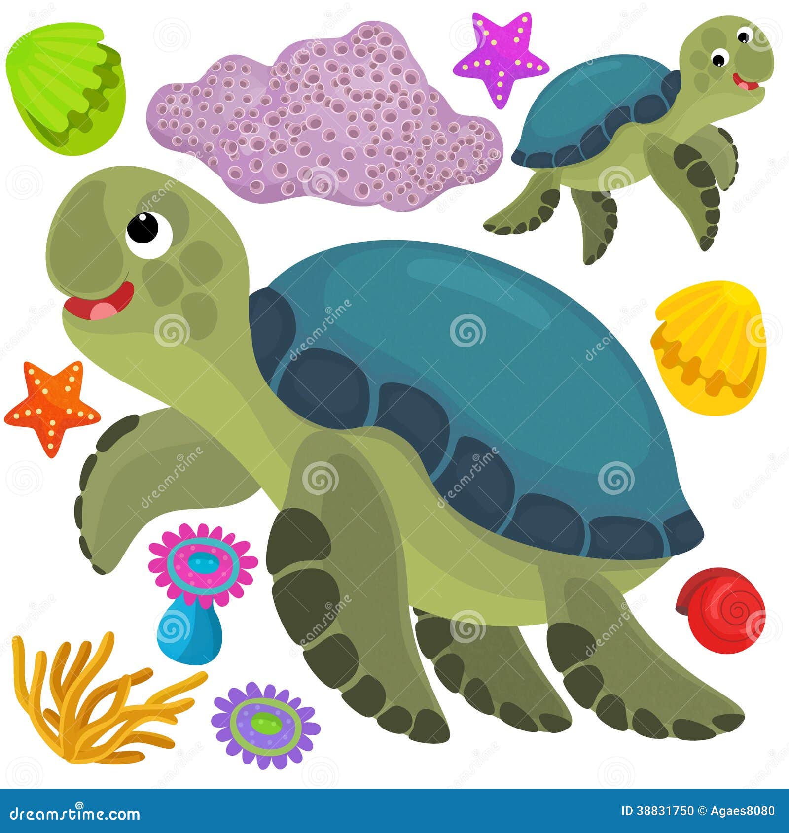 Sea Elements and Animals - Illustration Stock Illustration ...