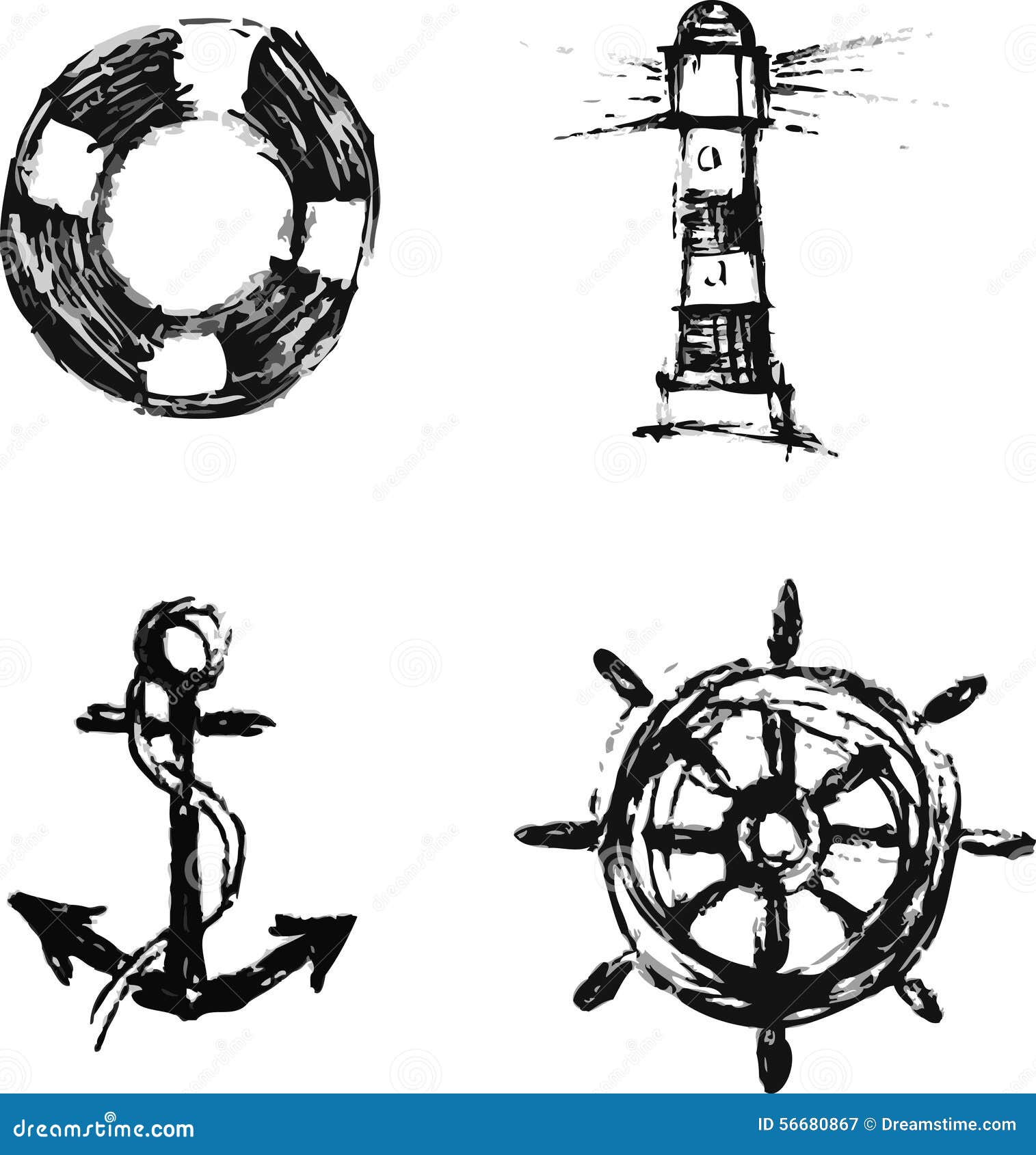 Sea elements set stock illustration. Illustration of nature - 56680867