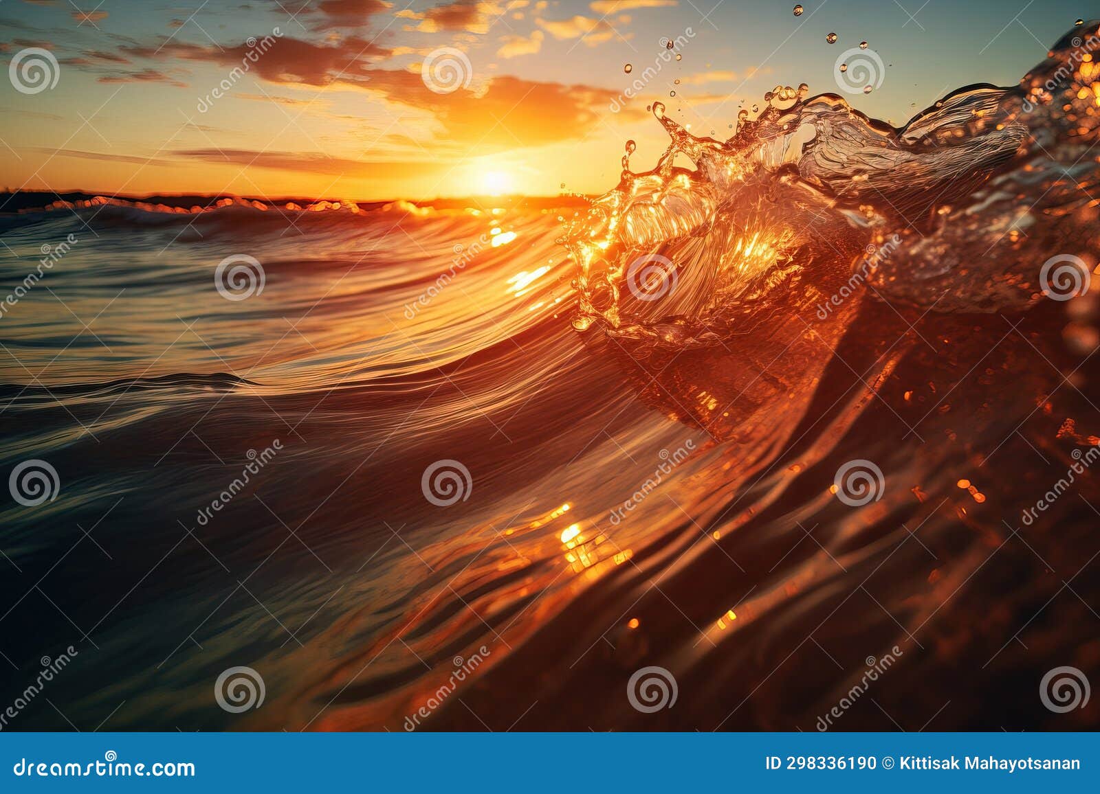 Sea of Endless Waves with the Sparkling Reflection of the Sun ...