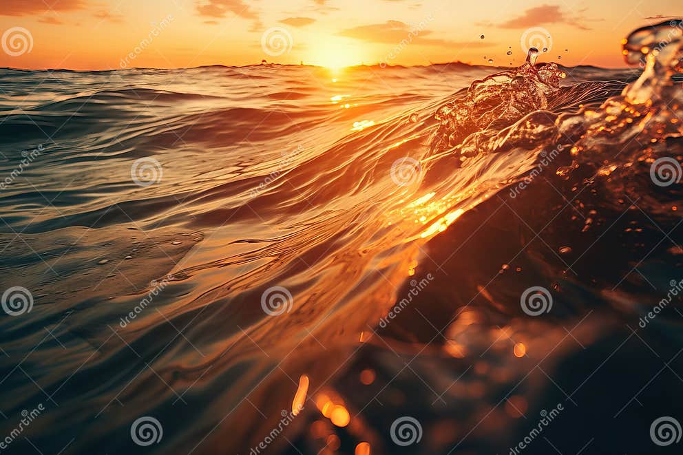 Sea of Endless Waves with the Sparkling Reflection of the Sun ...