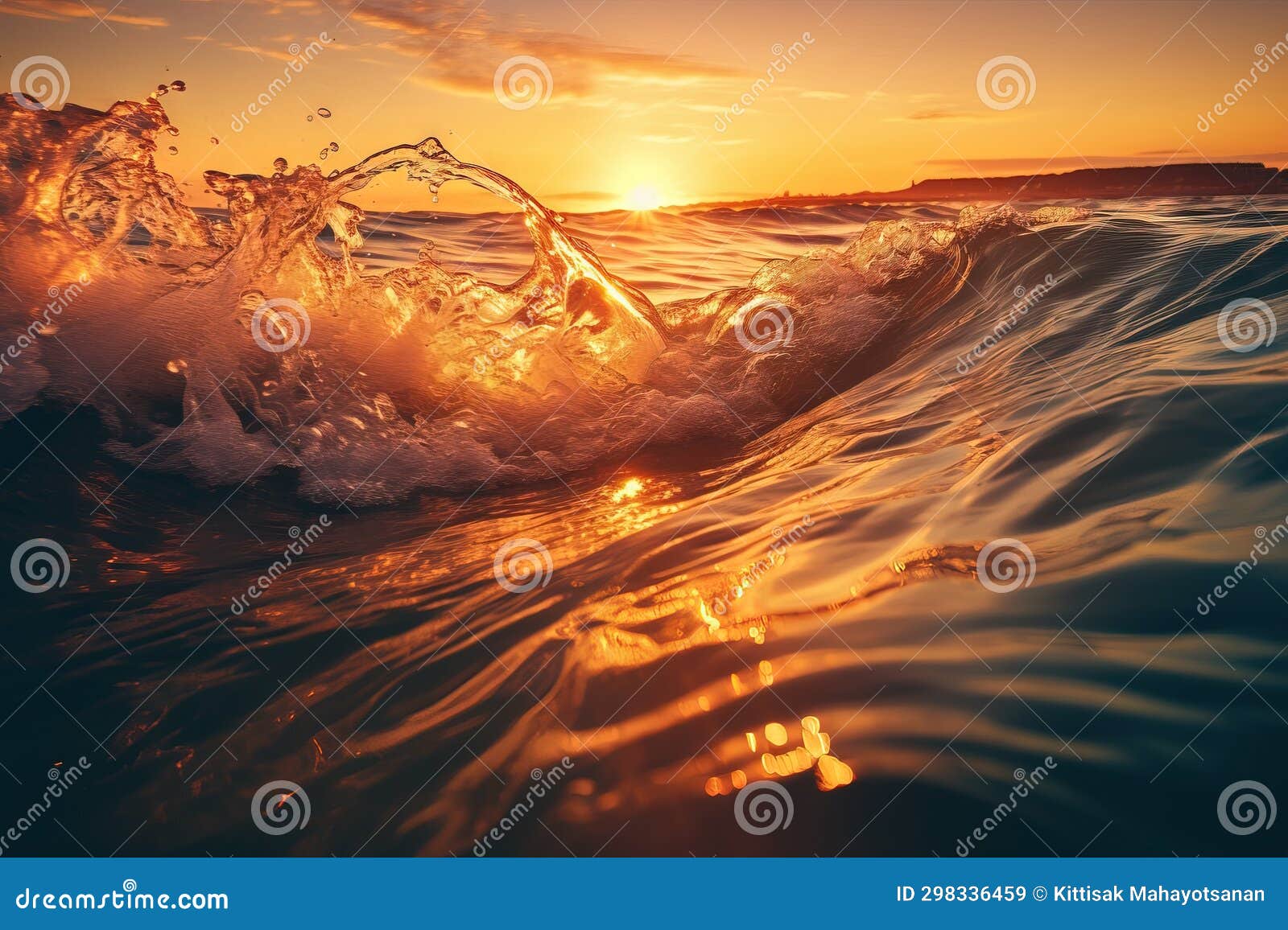 Sea of Endless Waves with the Sparkling Reflection of the Sun ...