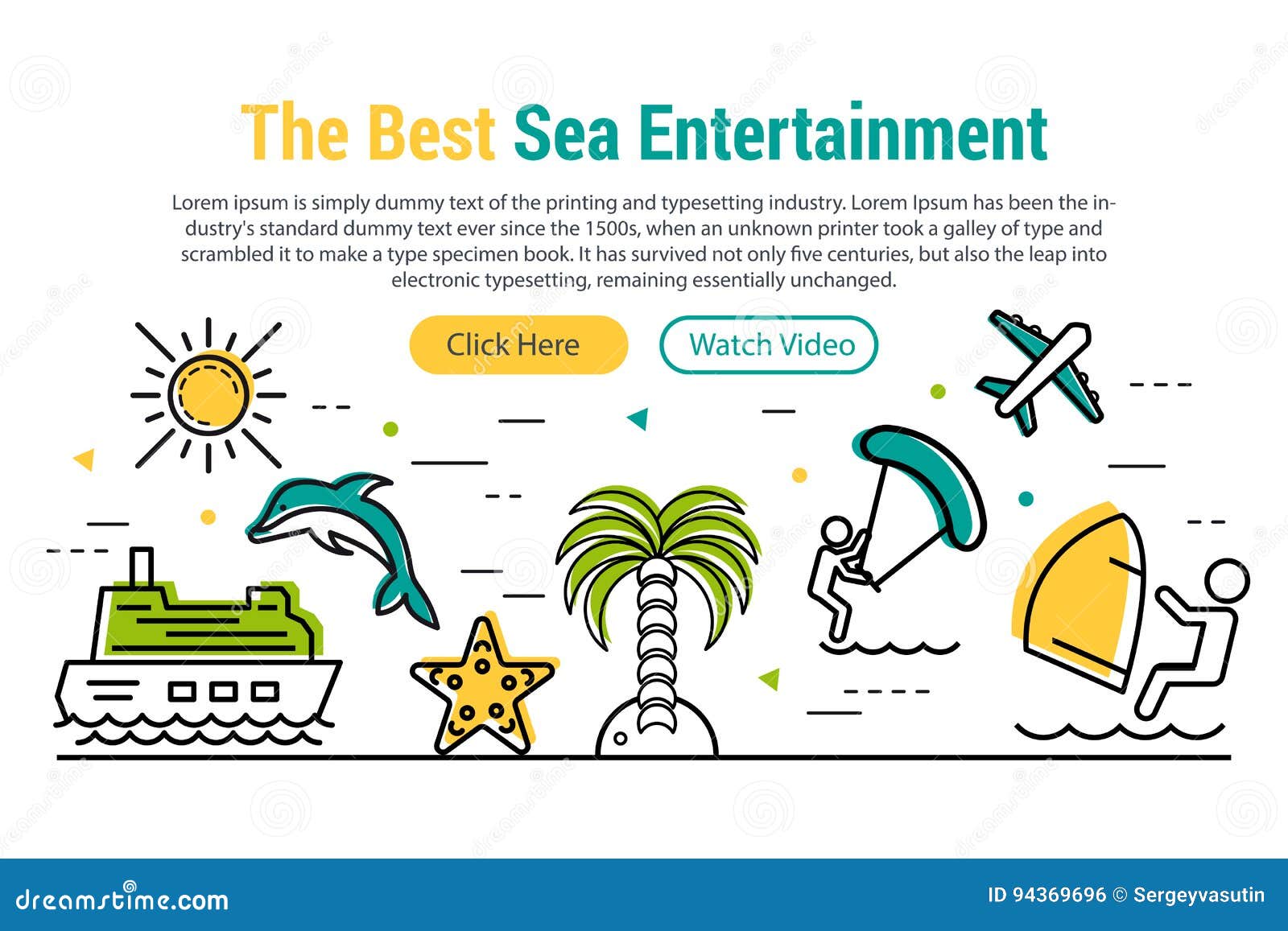 Sea Entertainment - Rectangular Site Header Stock Vector - Illustration ...