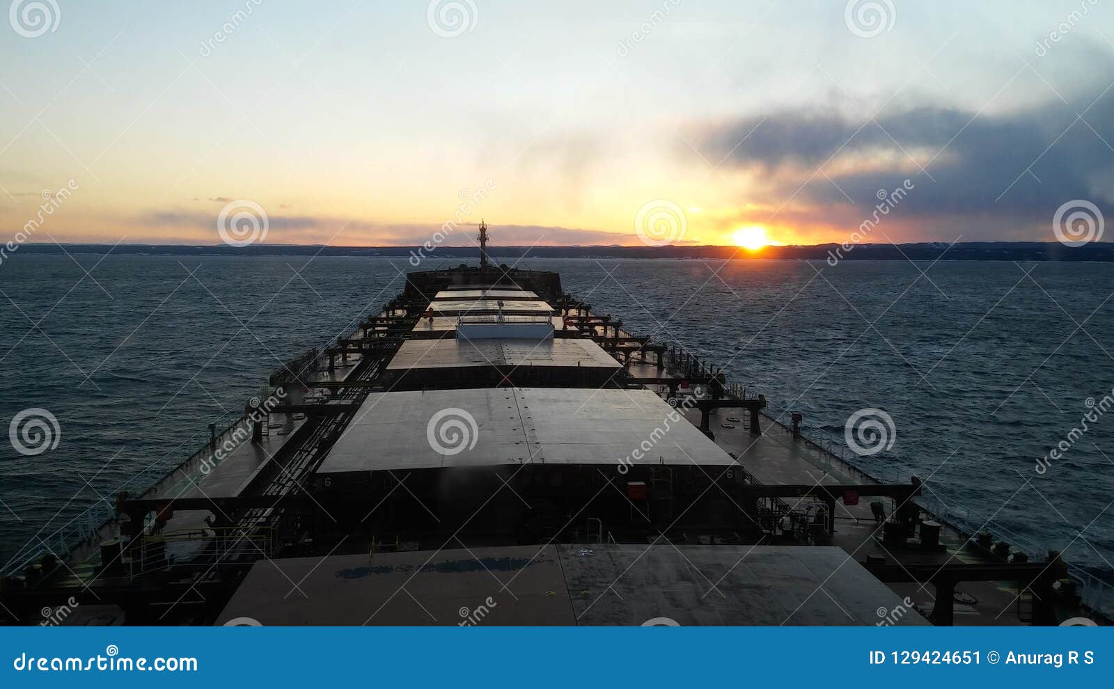 A Sea evening stock image. Image of calm, evening, ship - 129424651