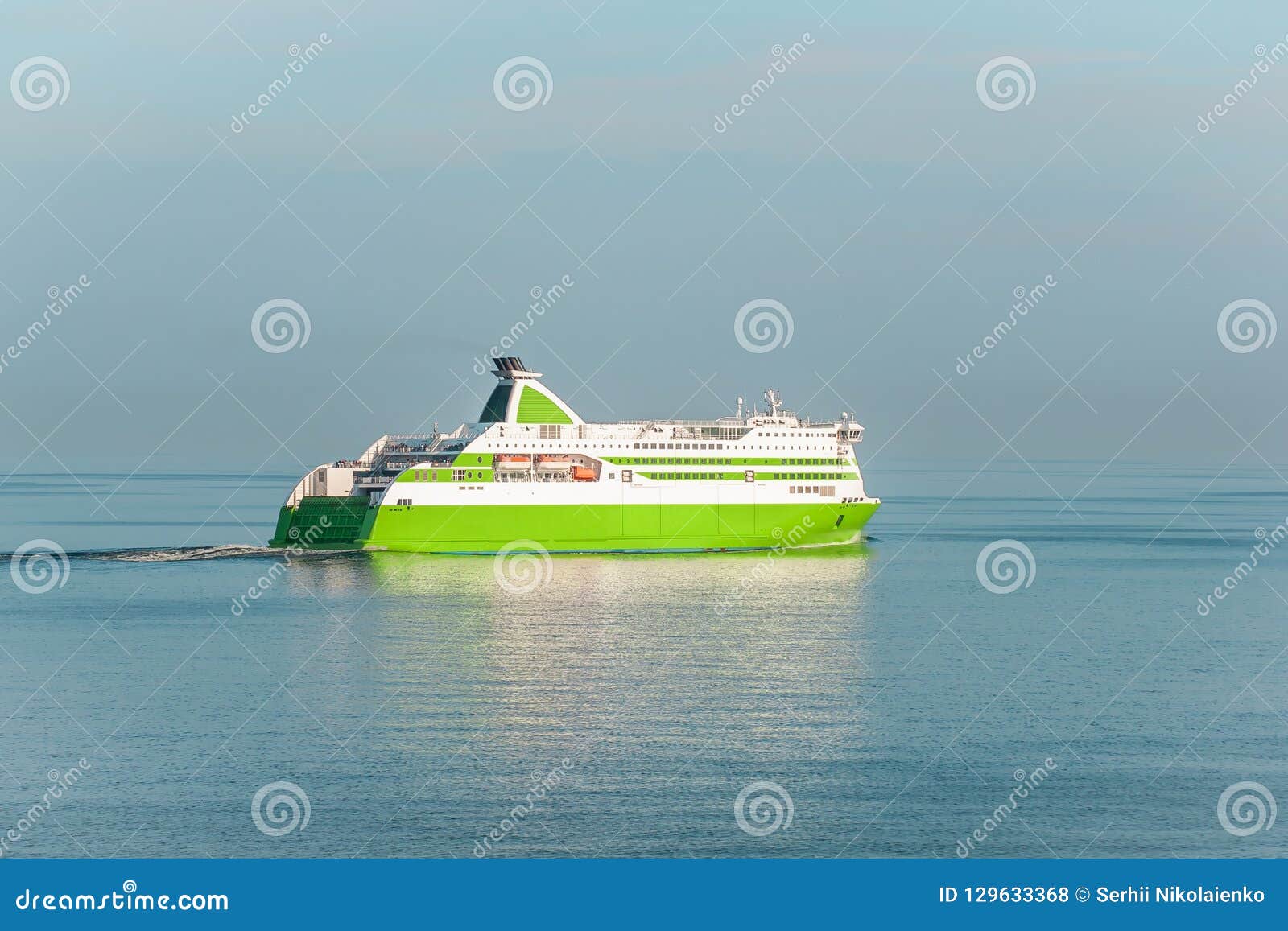The Sea Ferry Sails on Calm Water. Stock Photo - Image of marine ...