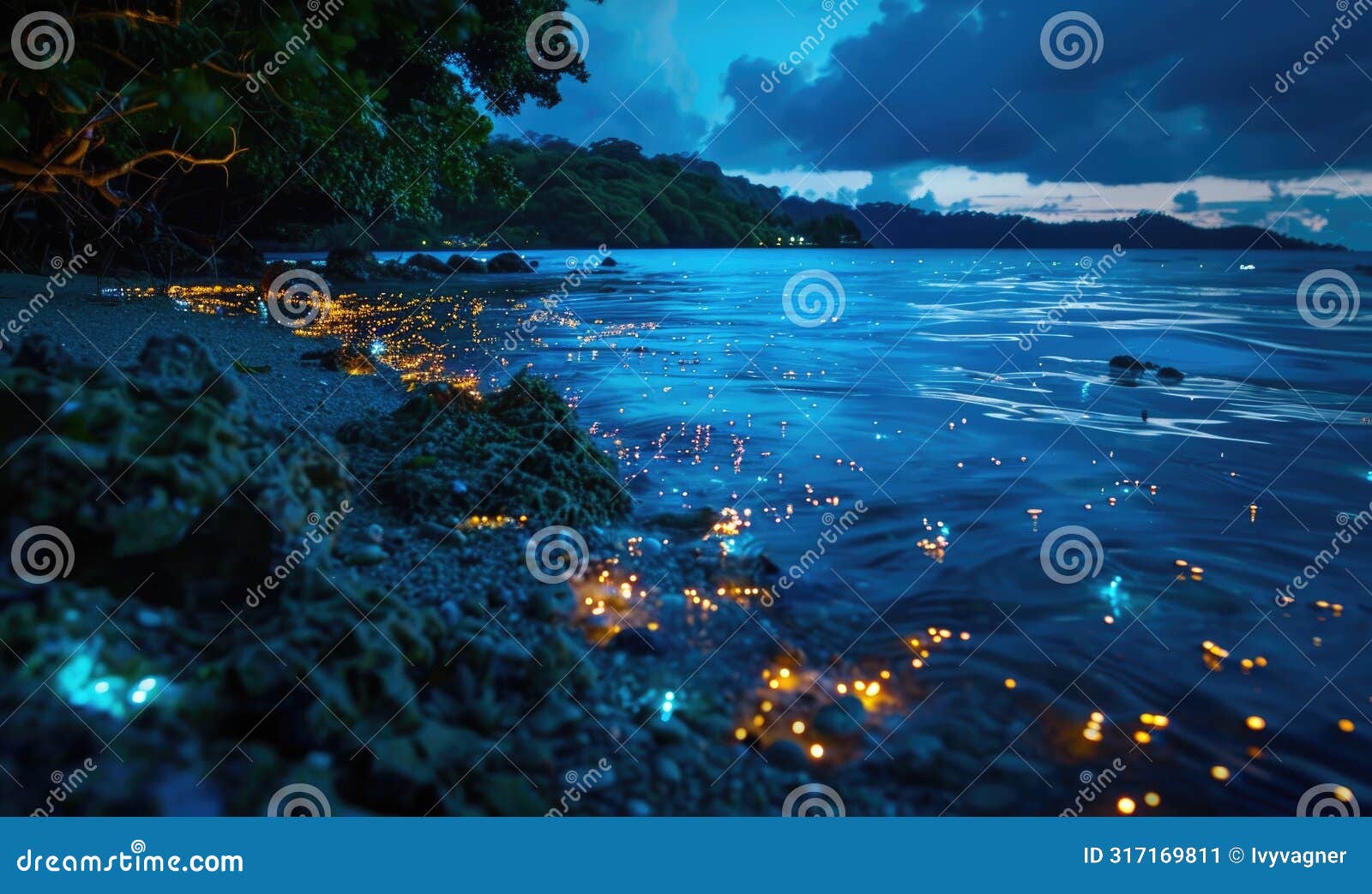 Sea Fireflies Dancing Around Coral Reefs Stock Image - Image of nature ...