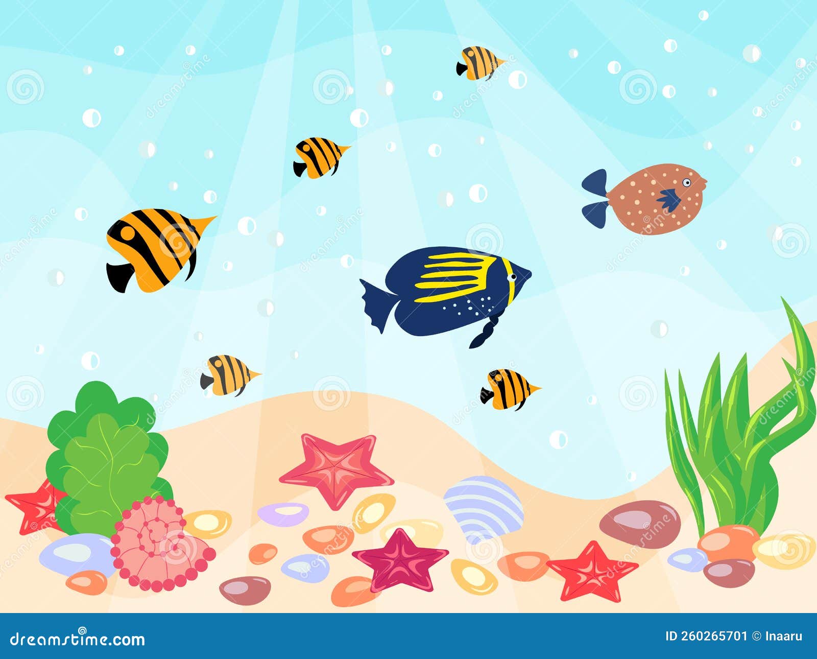 Sea Fish in the Depths of the Sea Stock Vector - Illustration of kids ...