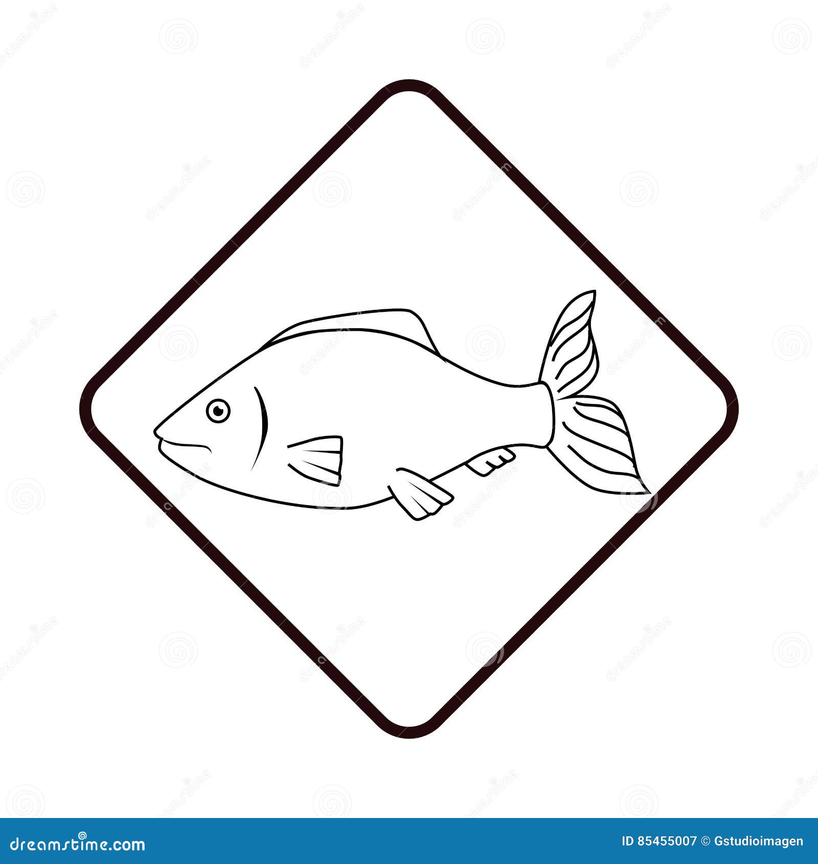 Sea fish emblem icon stock vector. Illustration of nature - 85455007