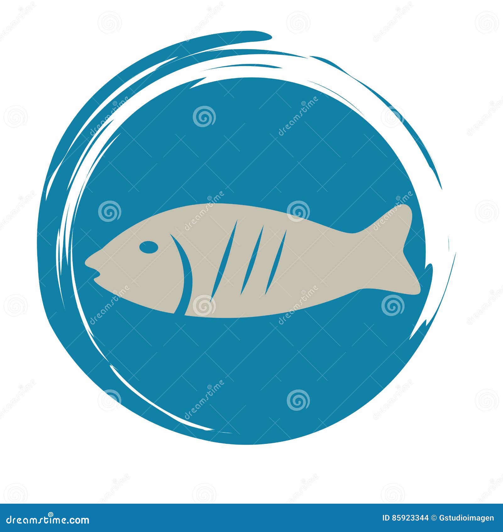 Sea fish emblem icon stock vector. Illustration of fisheries - 85923344