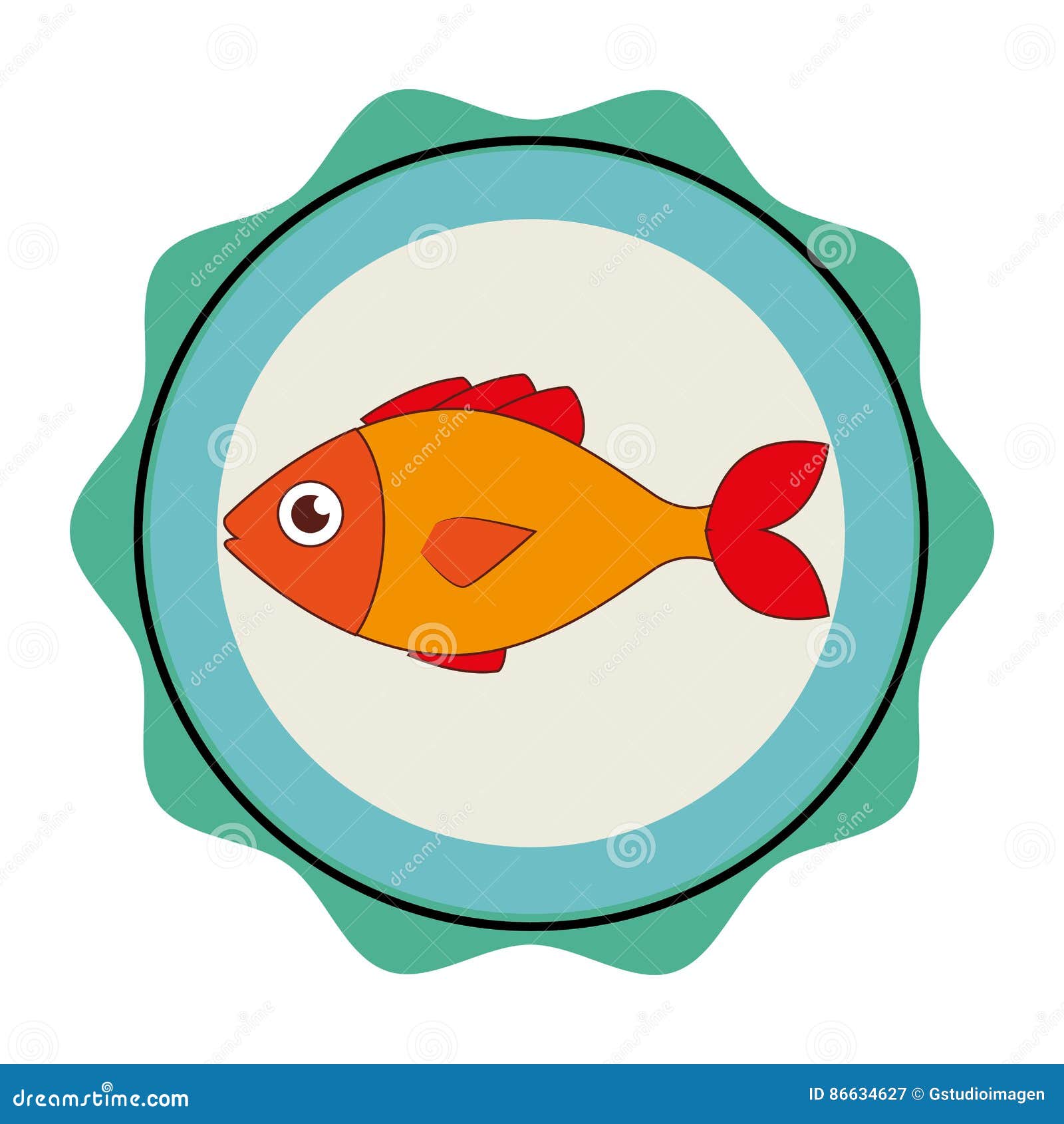 Sea fish emblem icon stock vector. Illustration of fauna - 86634627