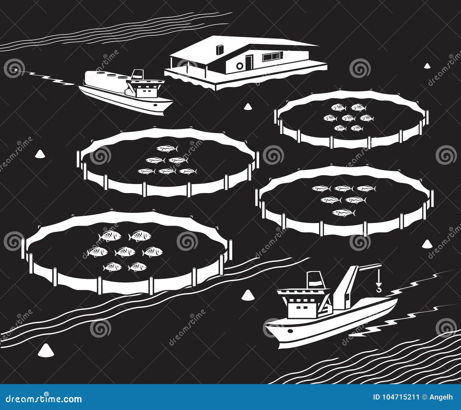 Sea Fish Farm - Vector Illustration Stock Vector - Illustration of ...