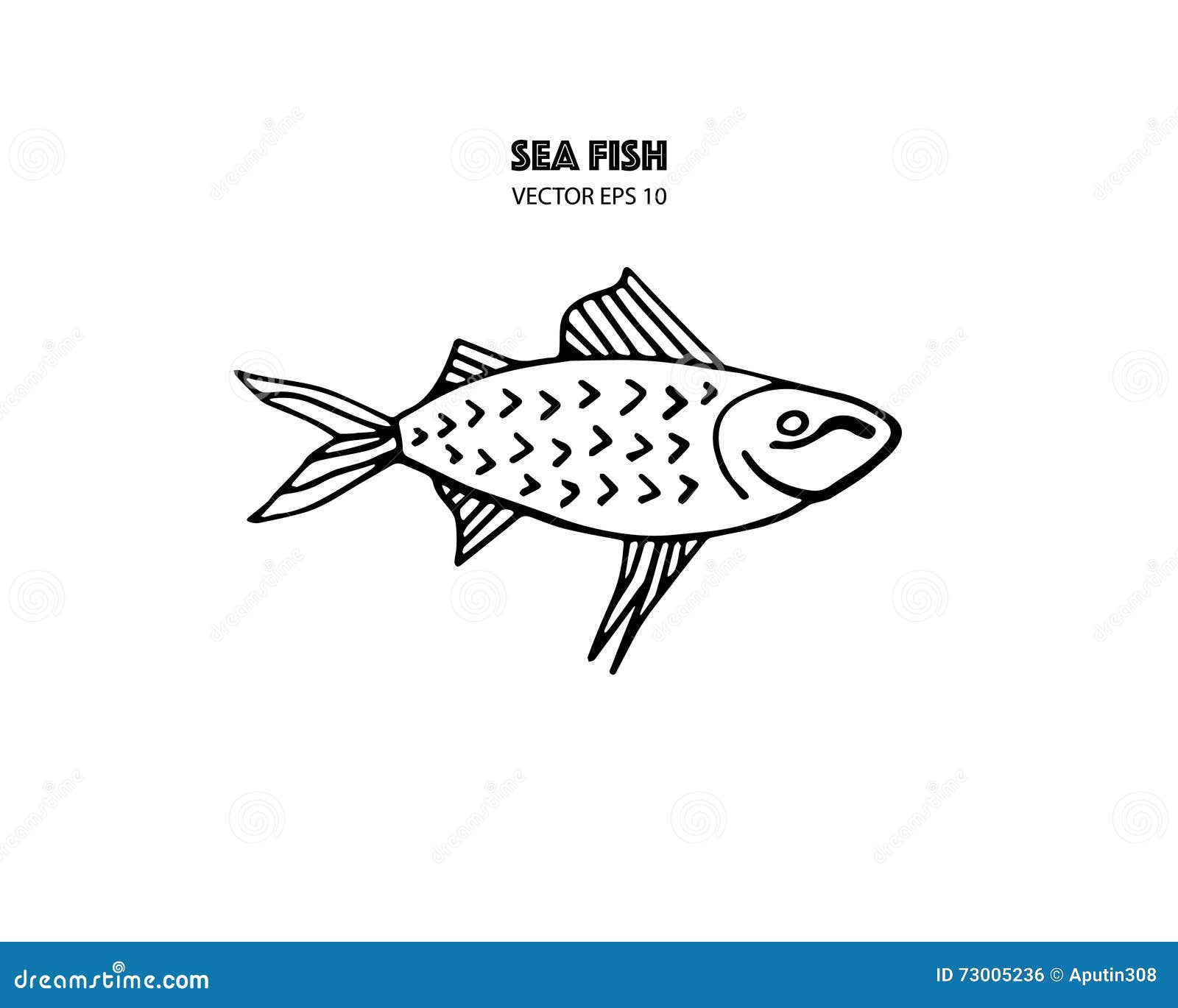 Sea fish. stock illustration. Illustration of coral, drawing - 73005236