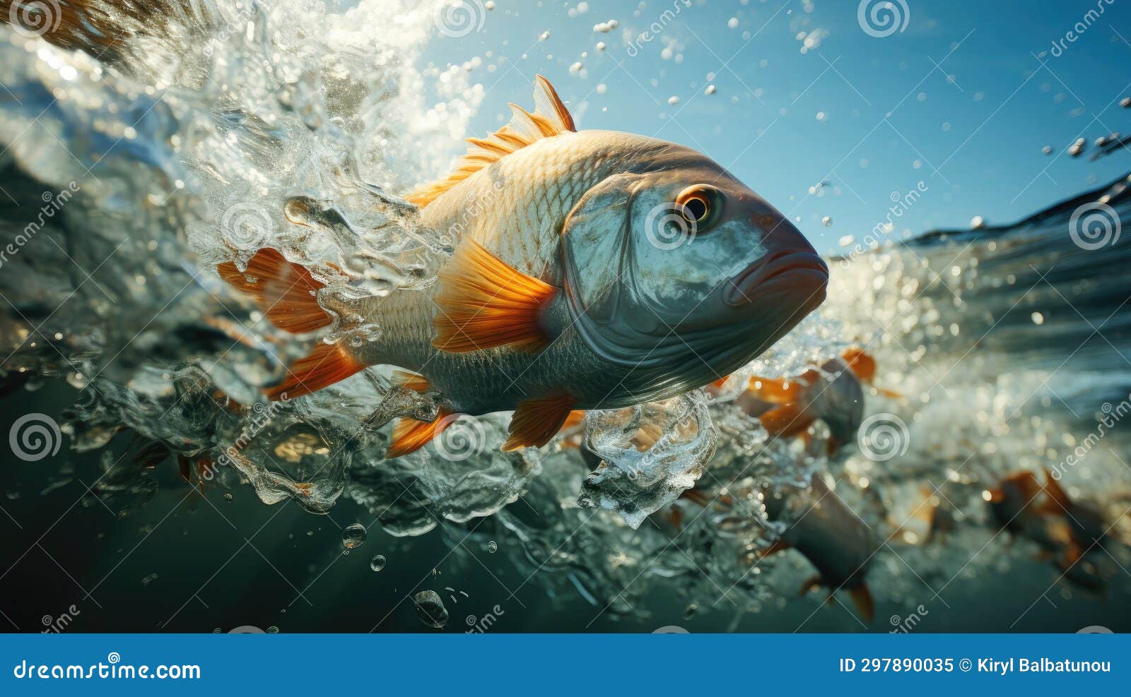Sea Fish Jumped Out of the Water and Flies Stock Illustration ...