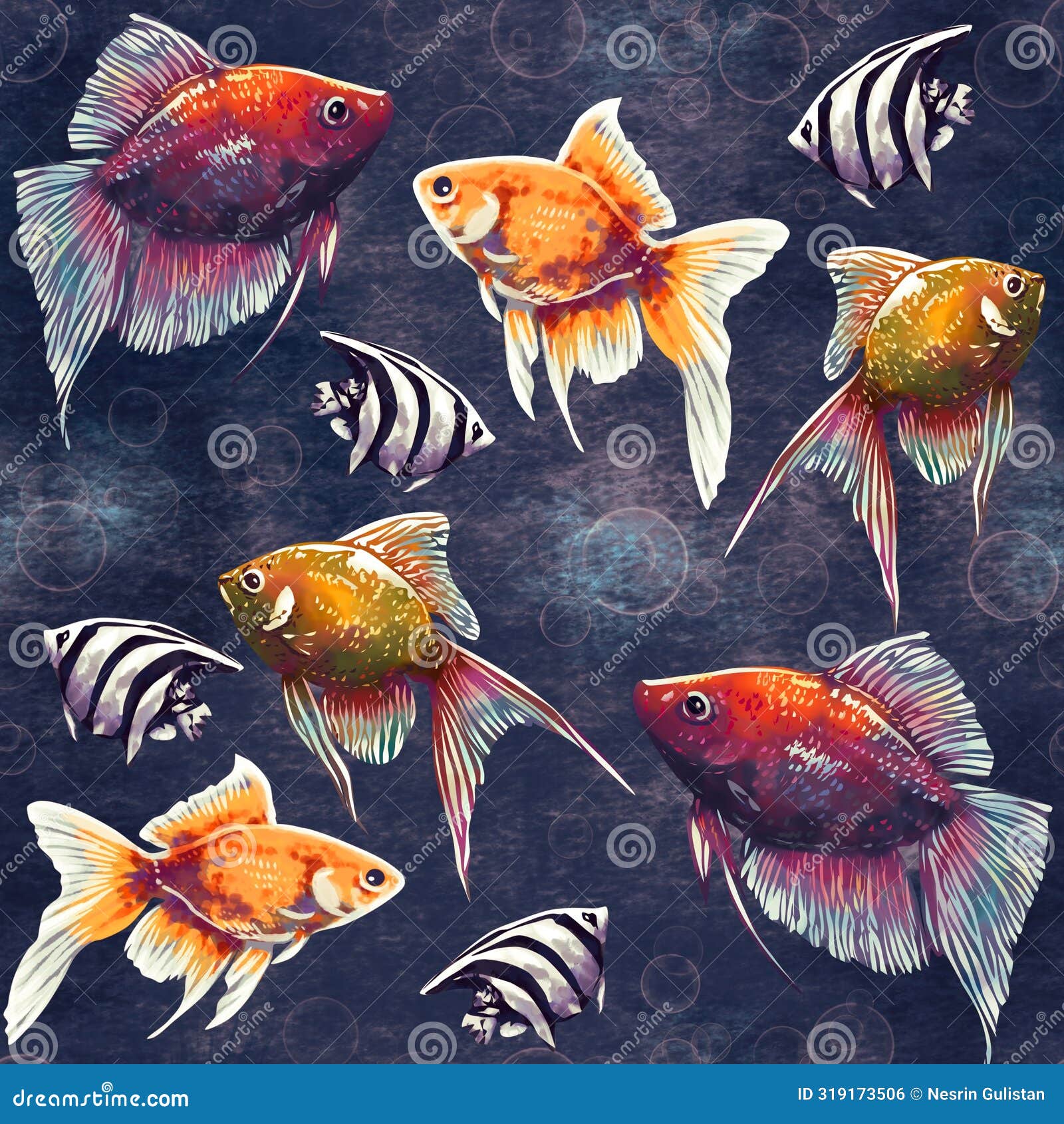Sea Fish Patterned Seamless Fabric Pattern, Summer Fabric Pattern ...