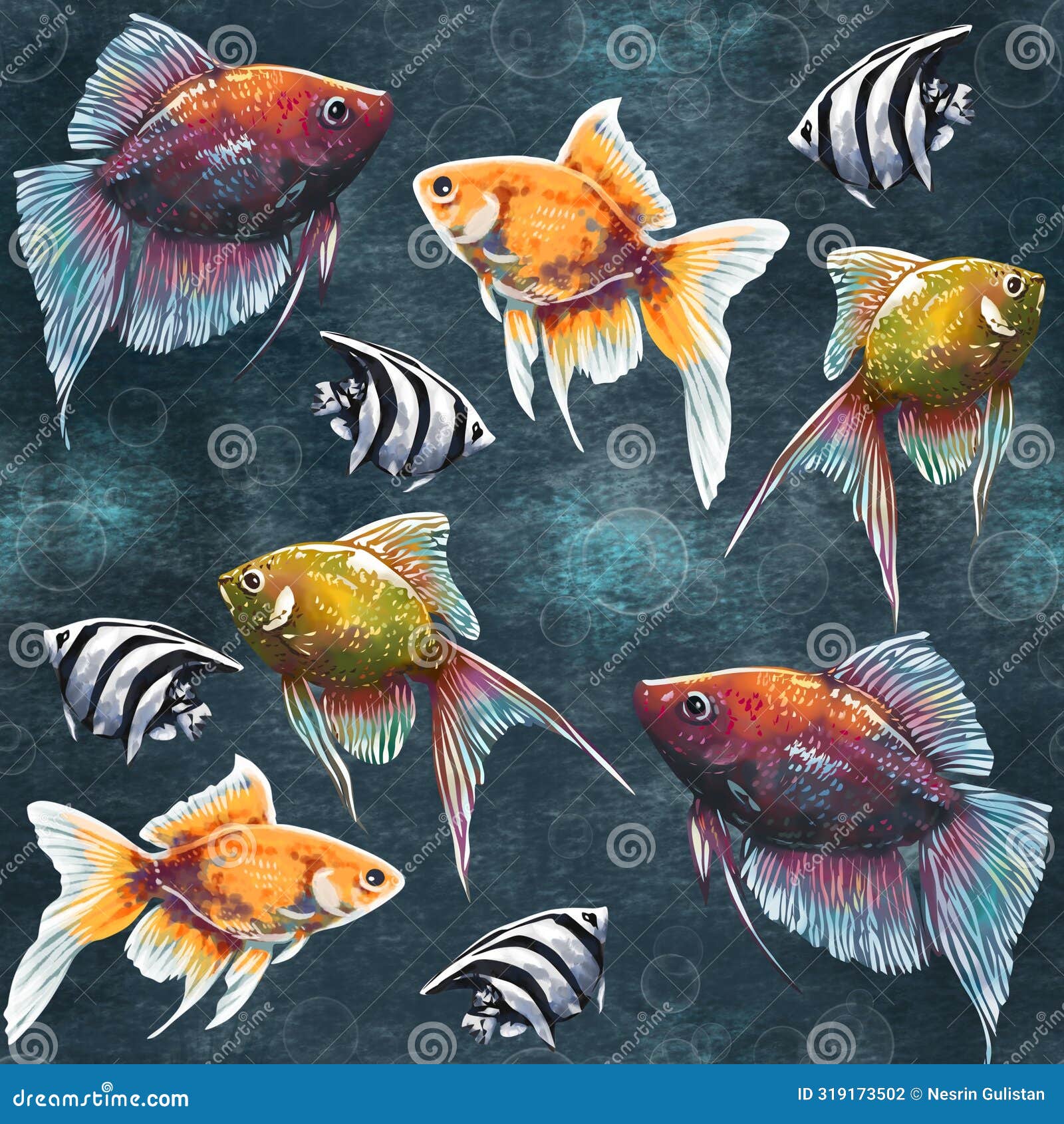 Sea Fish Patterned Seamless Fabric Pattern, Summer Fabric Pattern ...