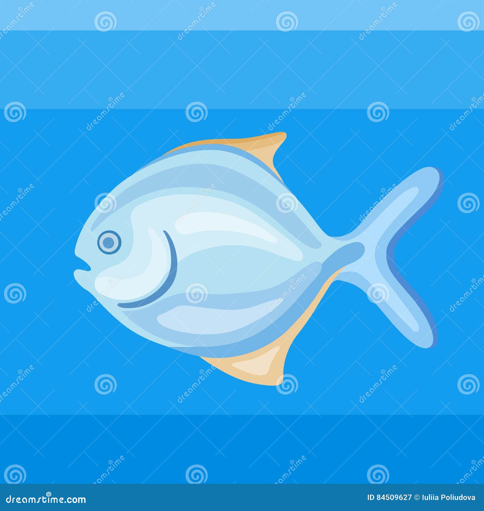 Sea Fish Pompano on the Blue Background Stock Illustration ...
