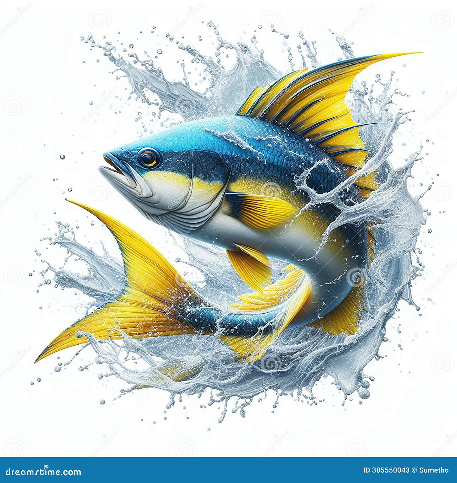 Sea Fish with Sharp Teeth is Jumping Out of the Water. the Background ...