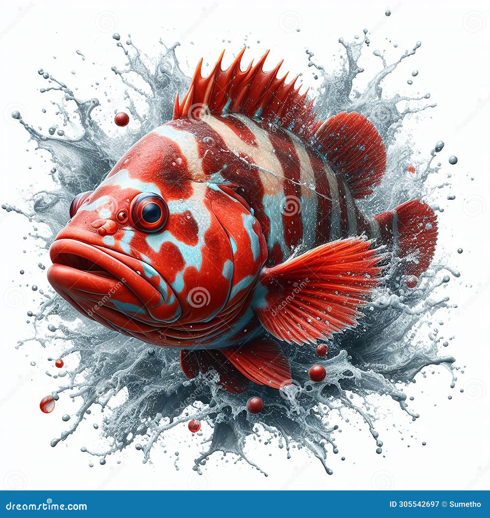 Sea Fish with Sharp Teeth is Jumping Out of the Water. the Background ...