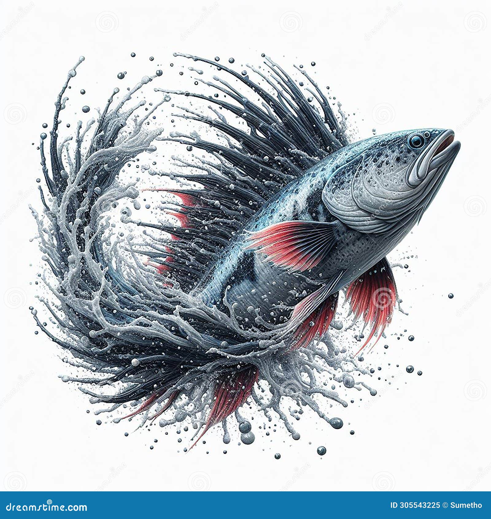 Sea Fish with Sharp Teeth is Jumping Out of the Water. the Background ...