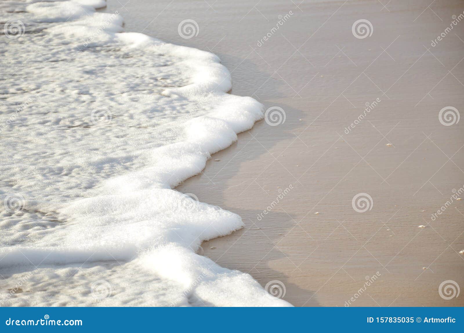 Sea Foam Waves with Shadow on Sandy Seashore Stock Image - Image of ...