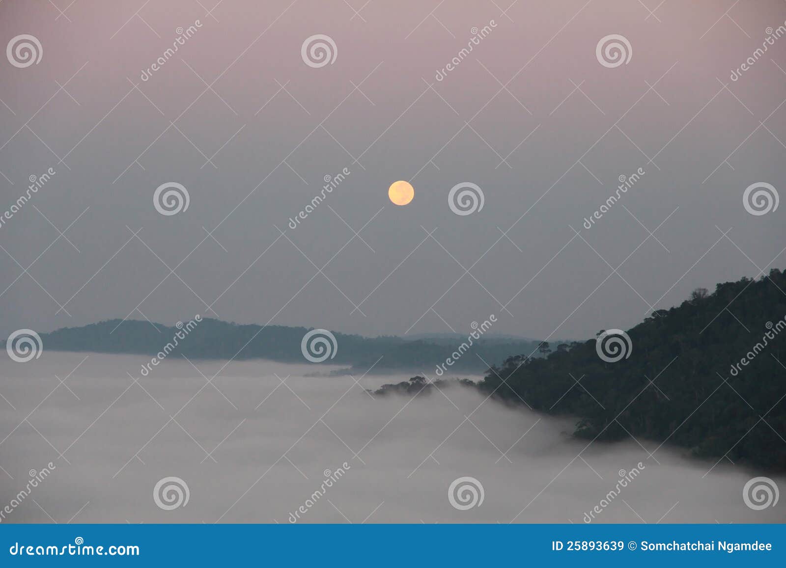 Sea Fog and Full Moon stock image. Image of haze, thailand - 25893639