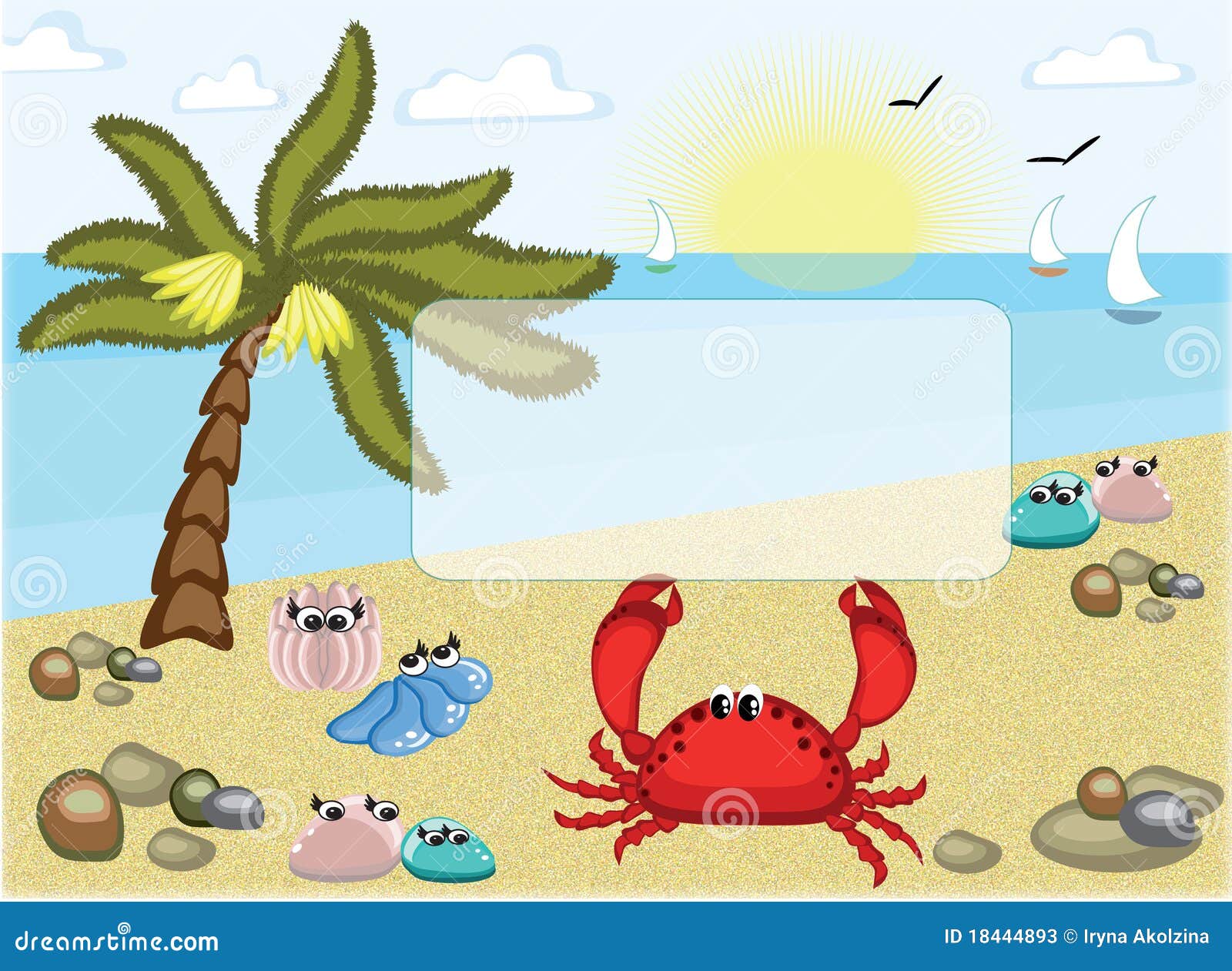 Sea frame stock vector. Illustration of coastline, turquoise - 18444893