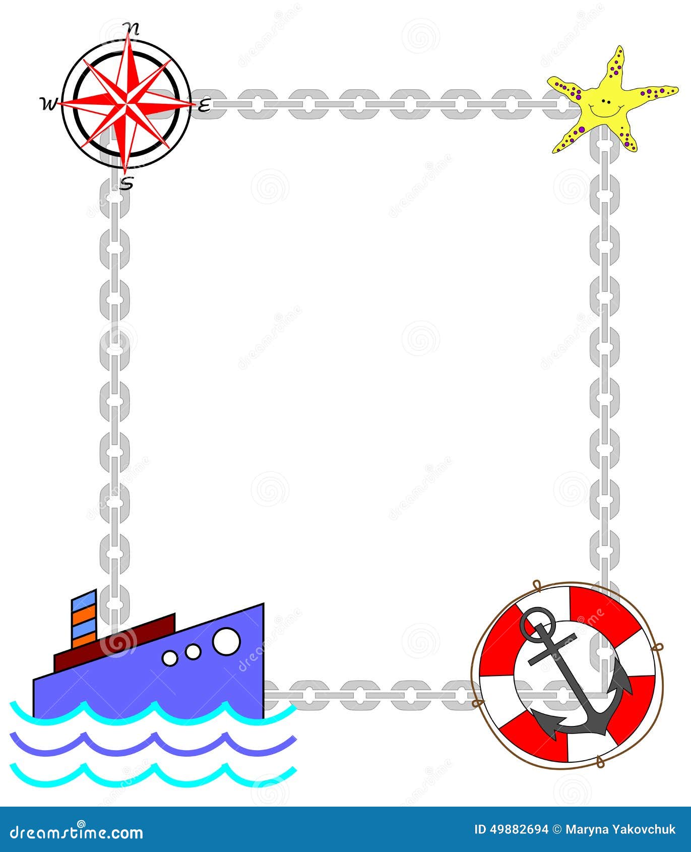 Sea frame stock vector. Illustration of sail, shells - 49882694