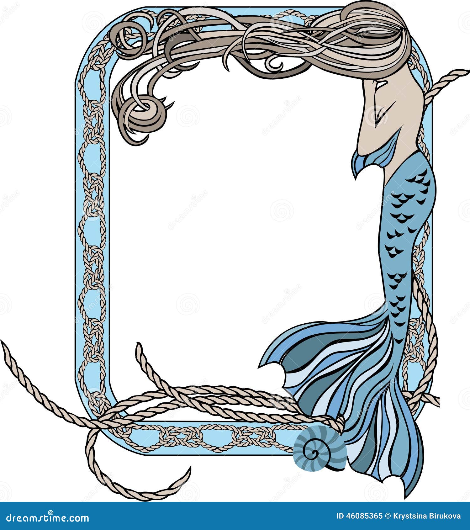 Sea Frame with Mermaid and Knots Stock Vector - Illustration of ...