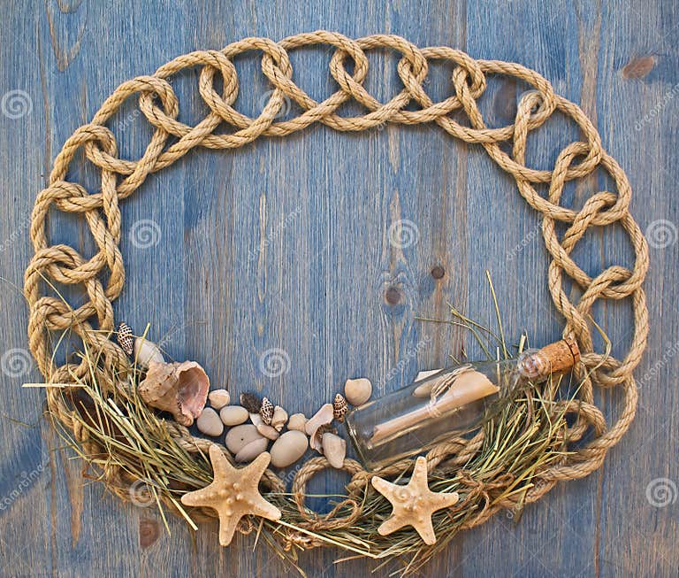 Sea frame with rope stock photo. Image of shell, design - 39415314