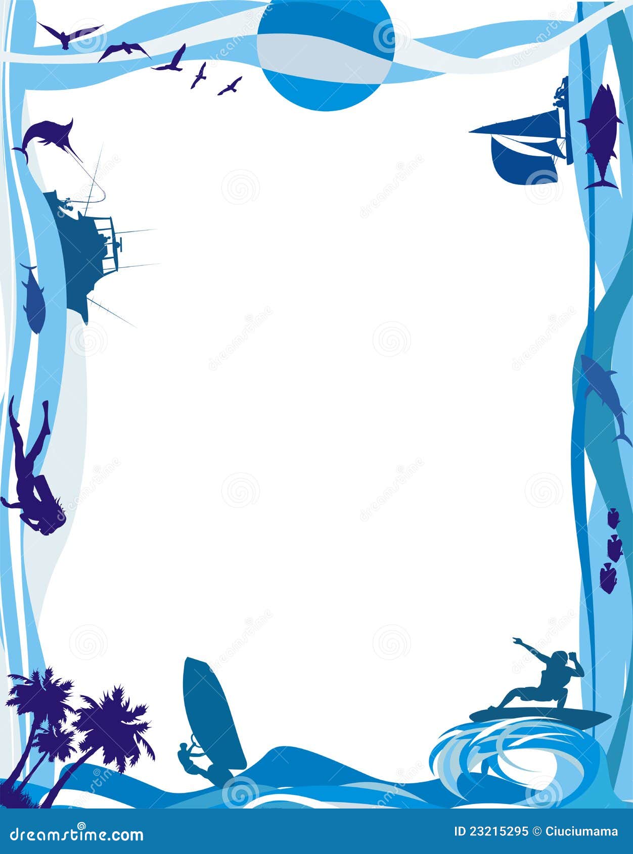 Sea frame - water sports stock vector. Illustration of activity - 23215295