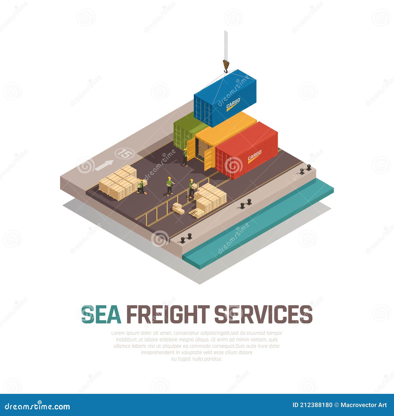 Sea Freight Services Isometric Composition Stock Vector - Illustration ...