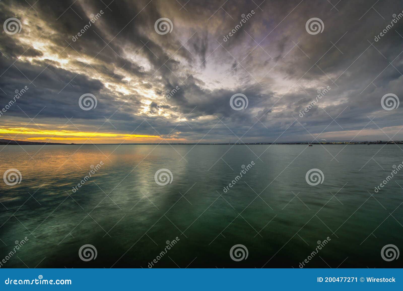 Sea Gleaming Under the Cloudy Sky - Great for Wallpapers Stock Image ...