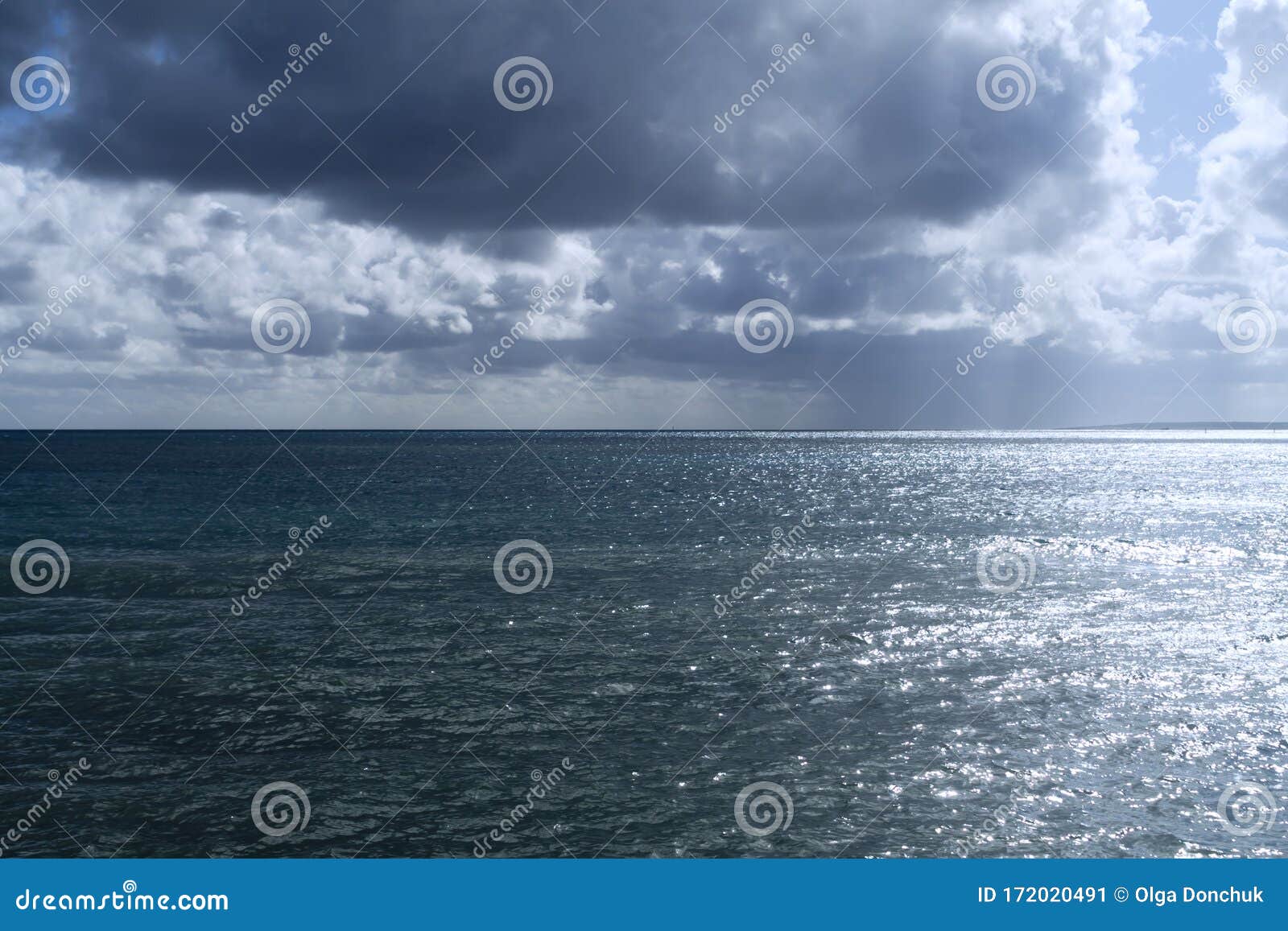 Glittering Sea and Dramatic Sky Stock Image - Image of cloud, weather ...