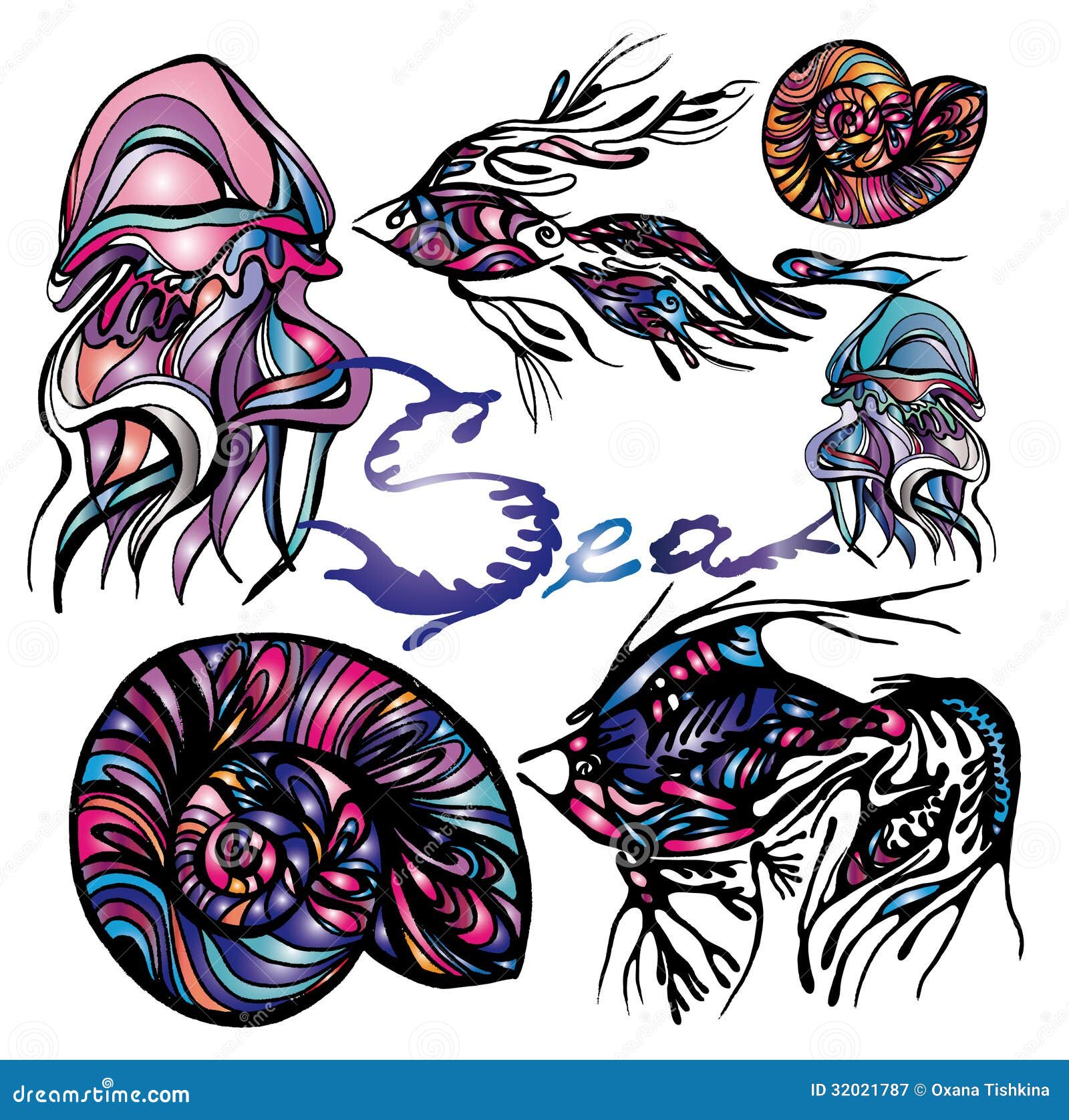 Sea graphic elements stock vector. Illustration of beauty - 32021787