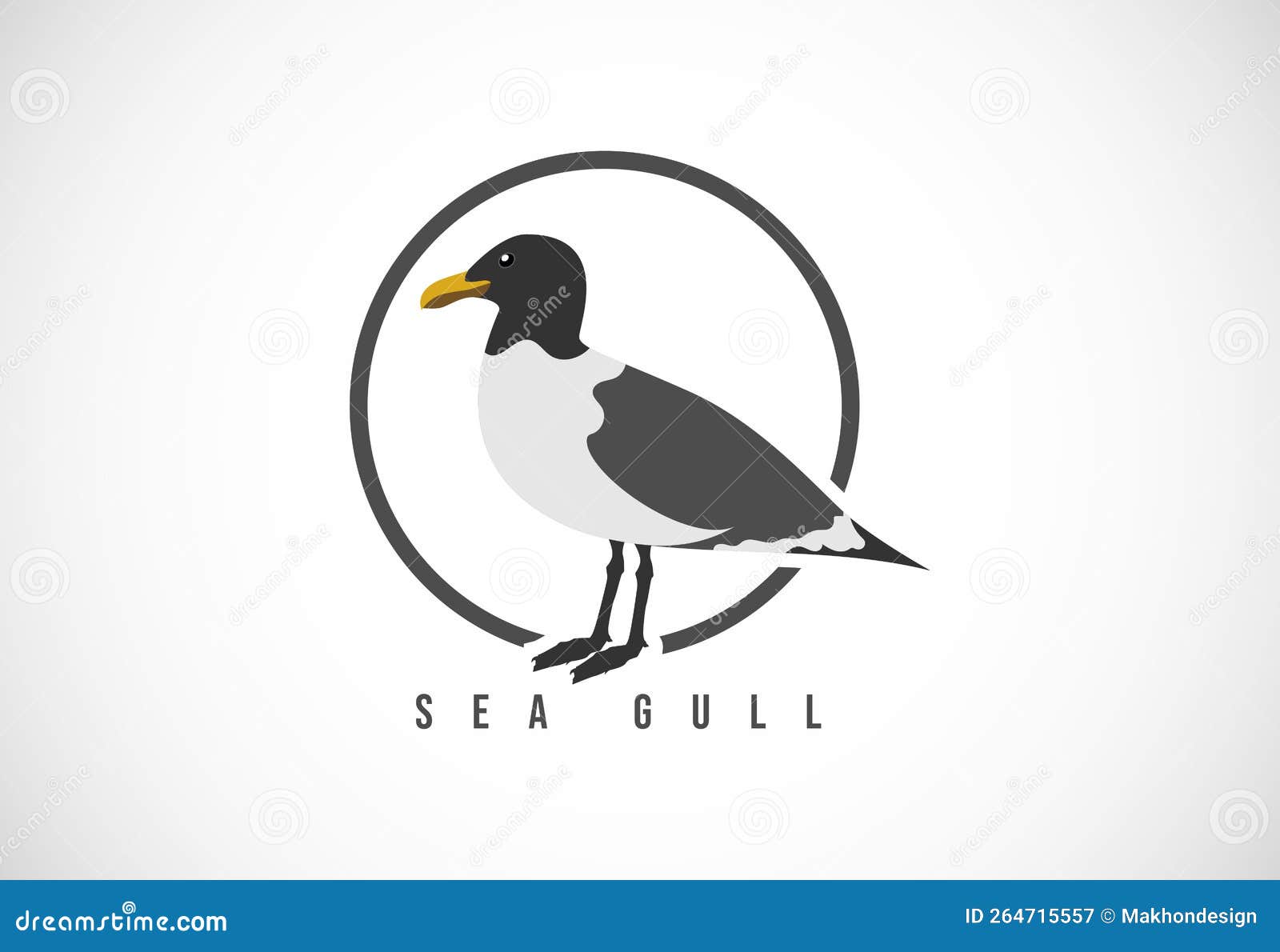 Sea Gull in a Circle. Sea Gull Logo Design Template Vector Stock Vector ...
