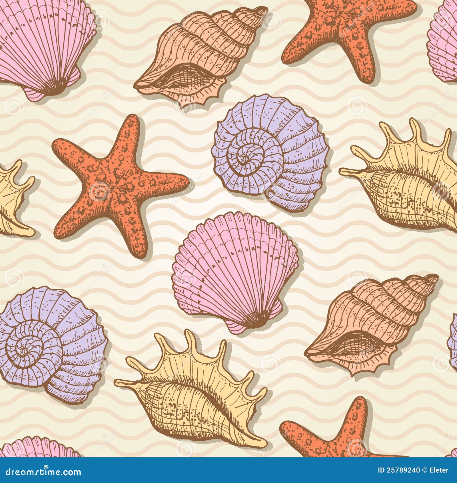 Sea Hand Drawn Seamless Pattern Stock Vector - Illustration of animal ...