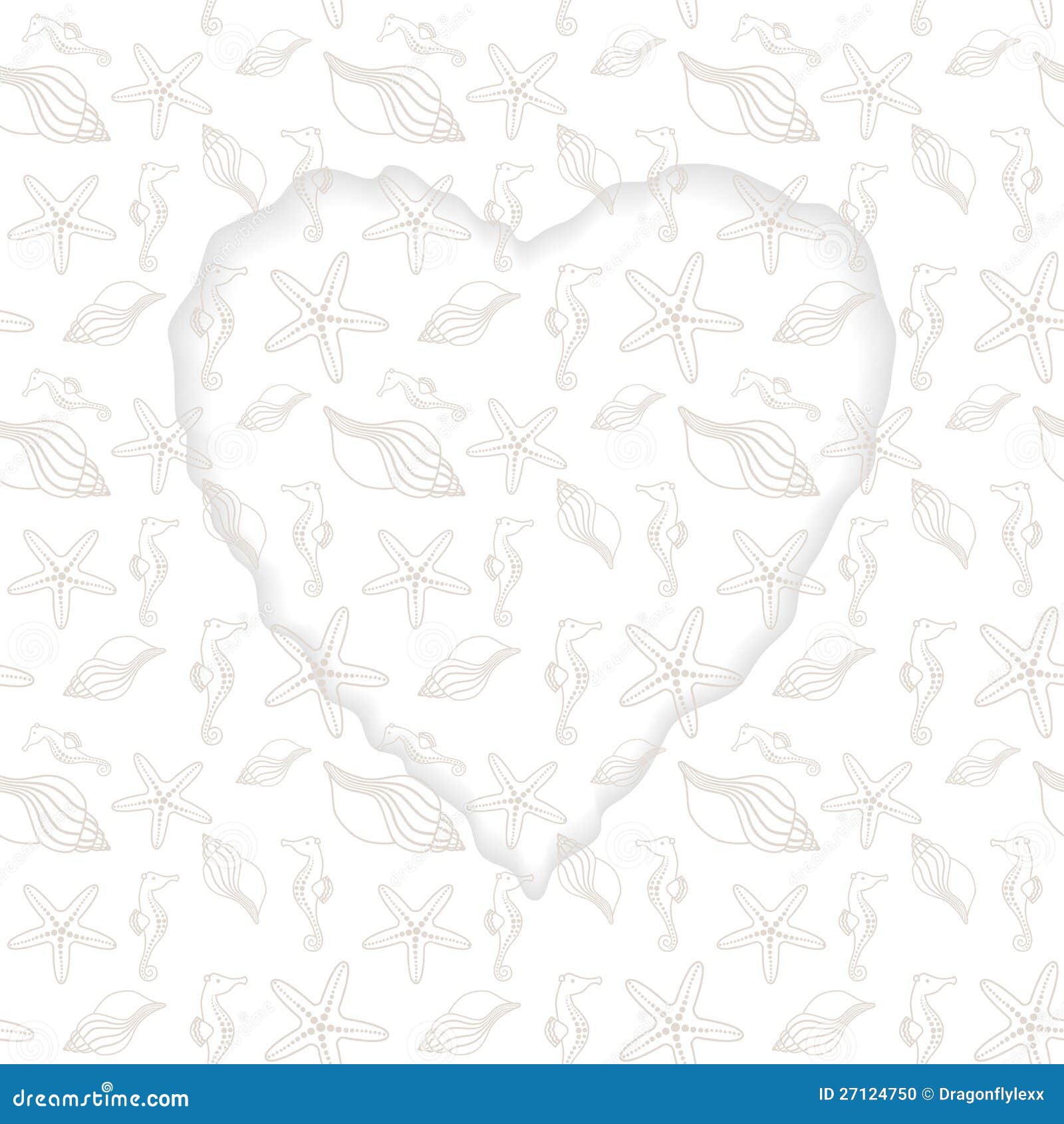 Sea heart stock vector. Illustration of frame, beige - 27124750