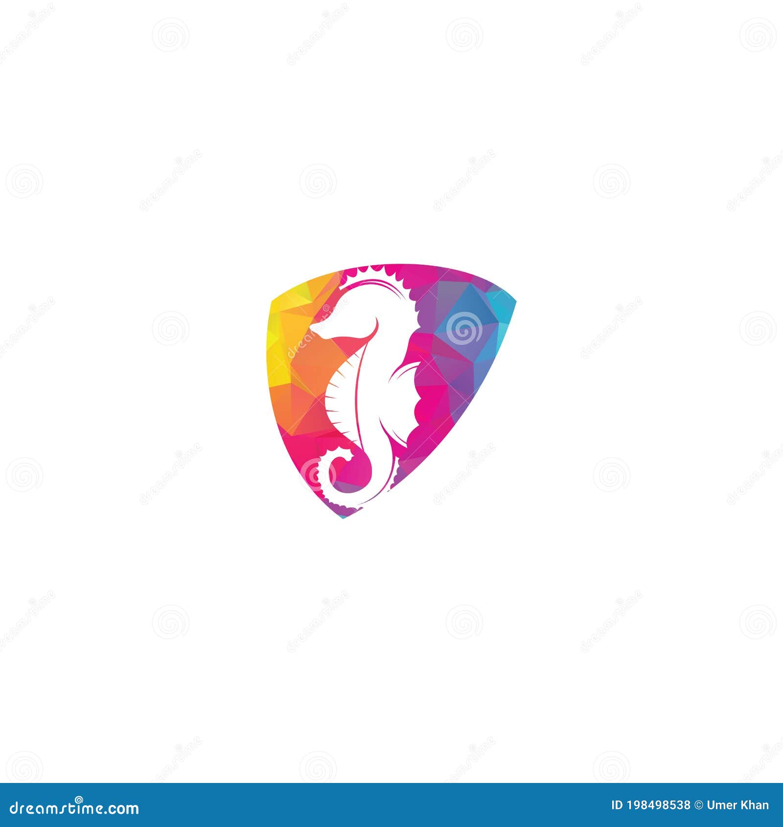 Sea Horse Shield Shape Concept Vector Logo Stock Vector - Illustration ...